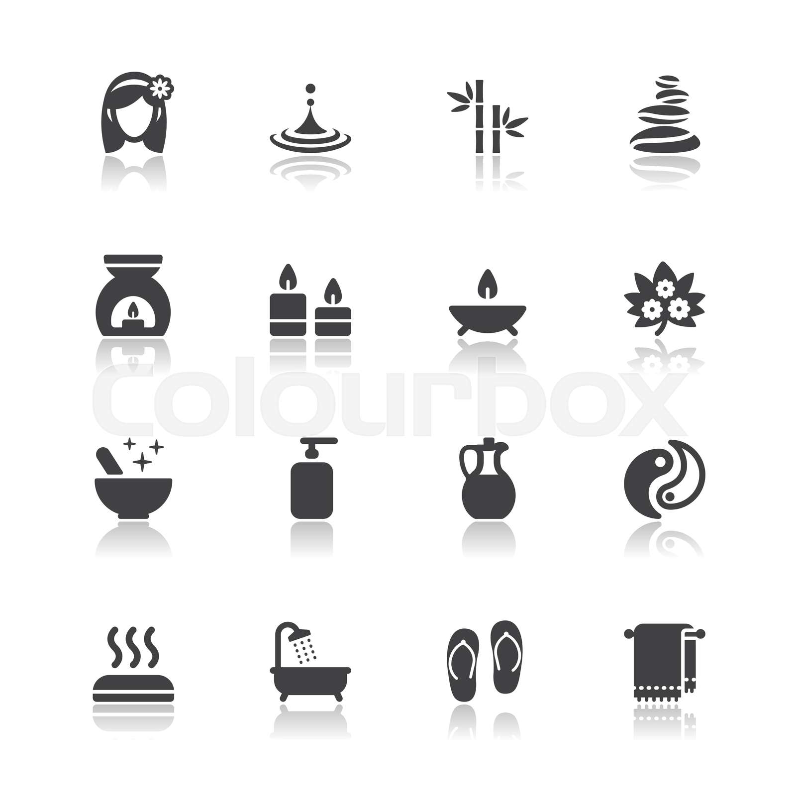 Spa and relaxing Icons with White Background | Stock vector | Colourbox