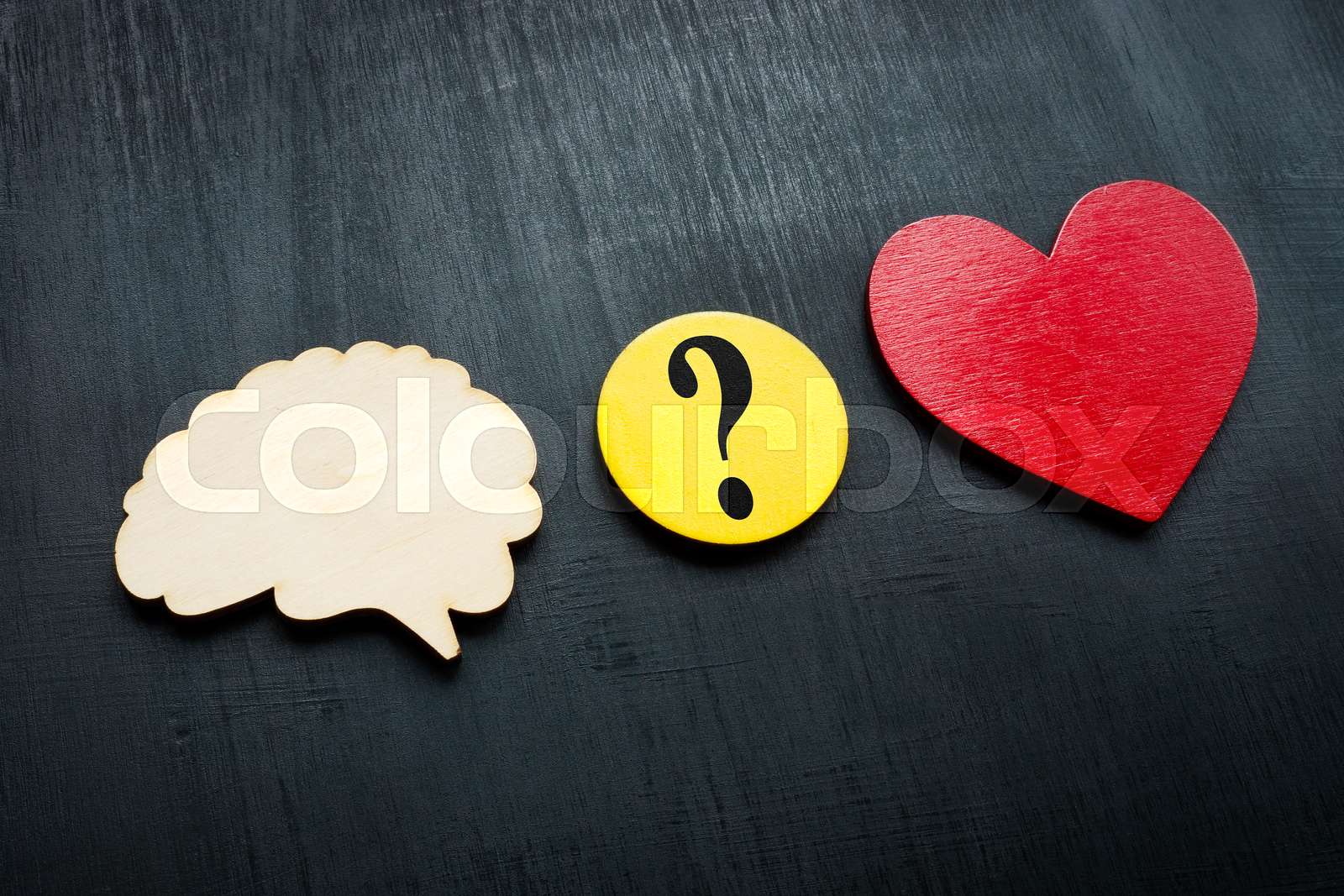 Brain, heart and question mark. Logic or emotions concept. | Stock ...
