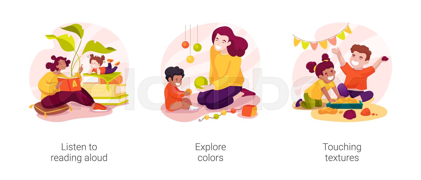 Daycare center for infants isolated cartoon vector illustration set ...