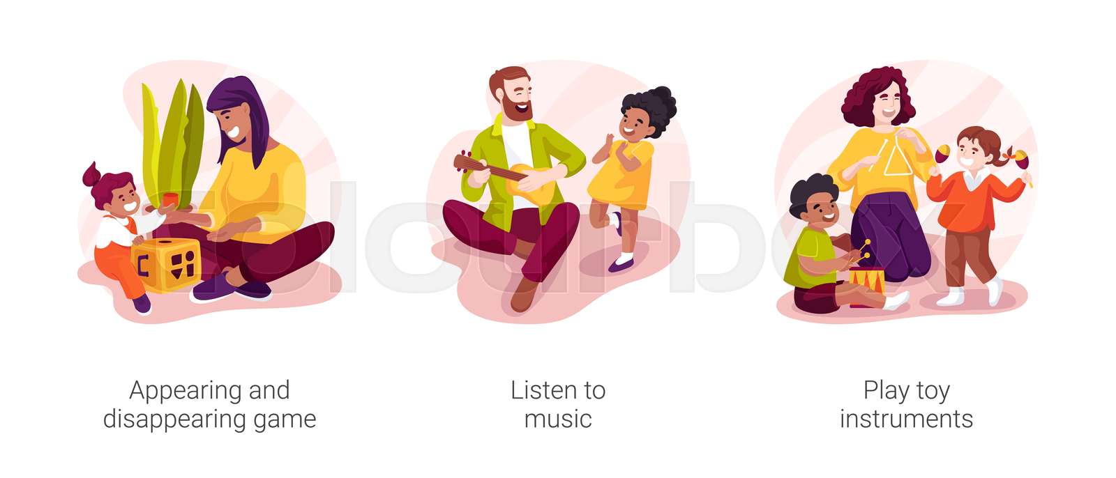 Infants cognitive development isolated cartoon vector illustration set ...