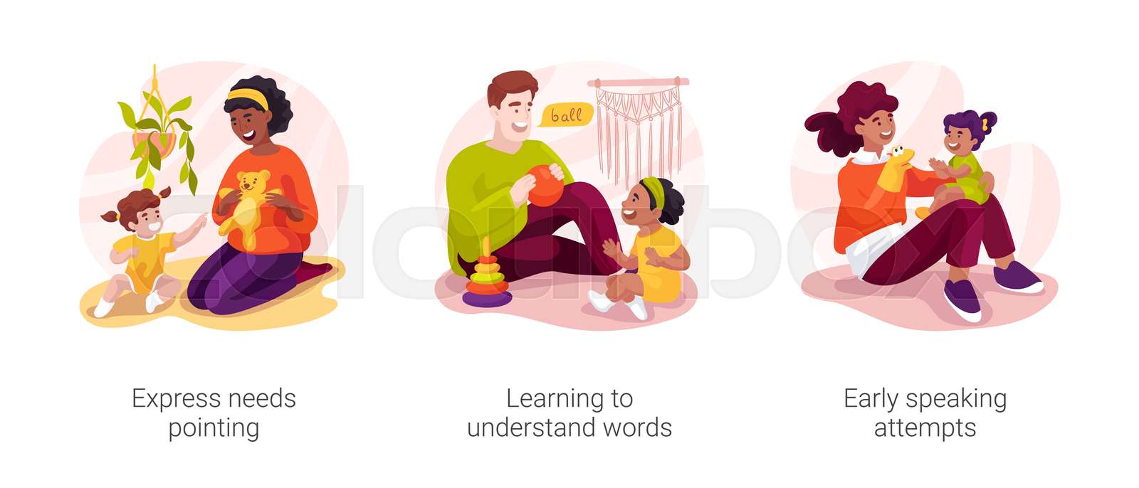 Infants development milestone isolated cartoon vector illustration set ...