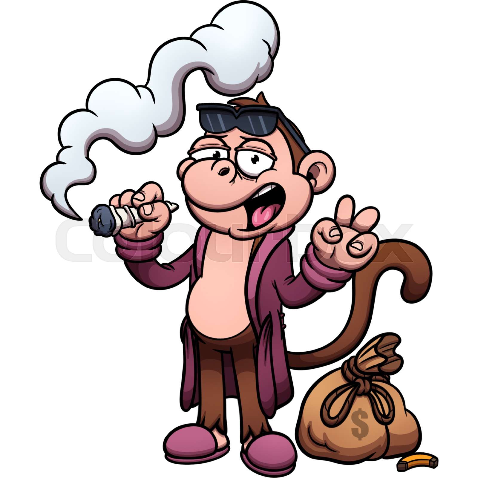 Rich Cartoon Monkey Smoking A Joint | Stock vector | Colourbox