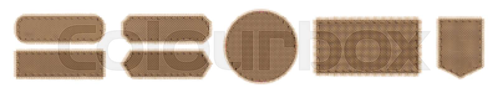 Jute cloth patches, labels from burlap fabric | Stock vector | Colourbox