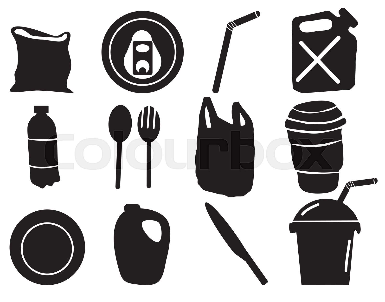 Set of black plastic objects Hand drawn doodle | Stock vector | Colourbox