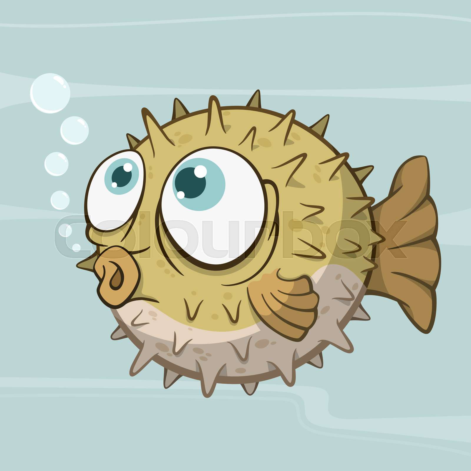 Funny Cartoon Puffer Fish Fugu | Stock vector | Colourbox