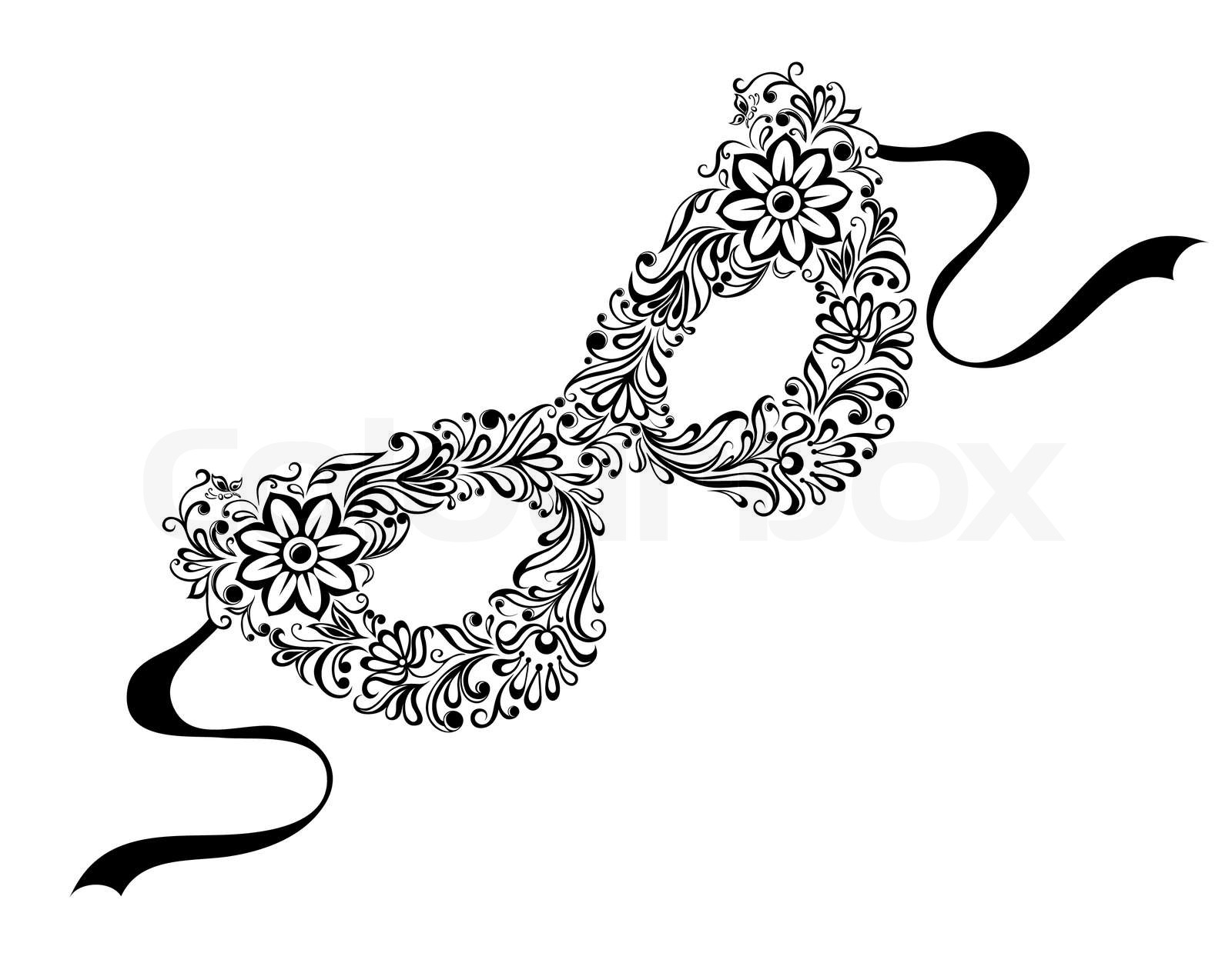 Illustrated silhouette masks, as the flower pattern and ornament ...