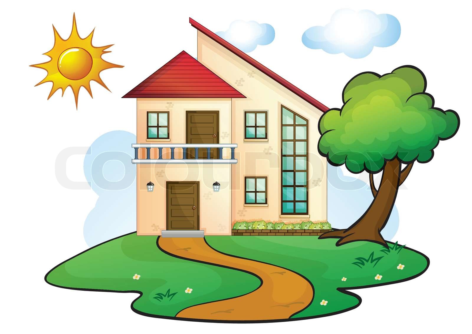 haus, cartoon, außen- | Stock-Vektor | Colourbox