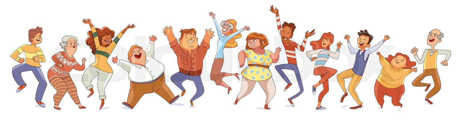 Dancing people. Colorful cartoon characters | Stock vector | Colourbox