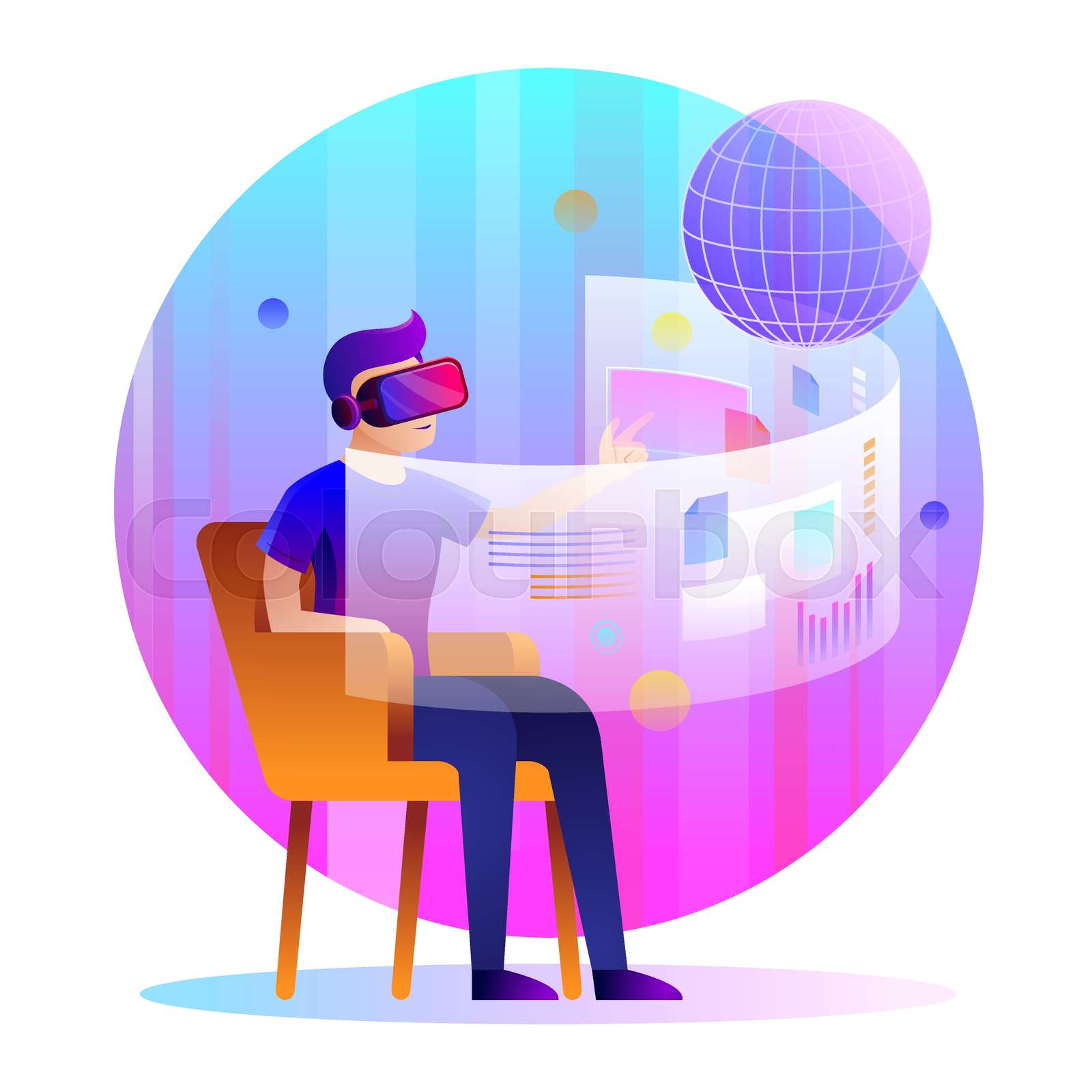 Man with VR Headset, Metaverse Concept | Stock vector | Colourbox
