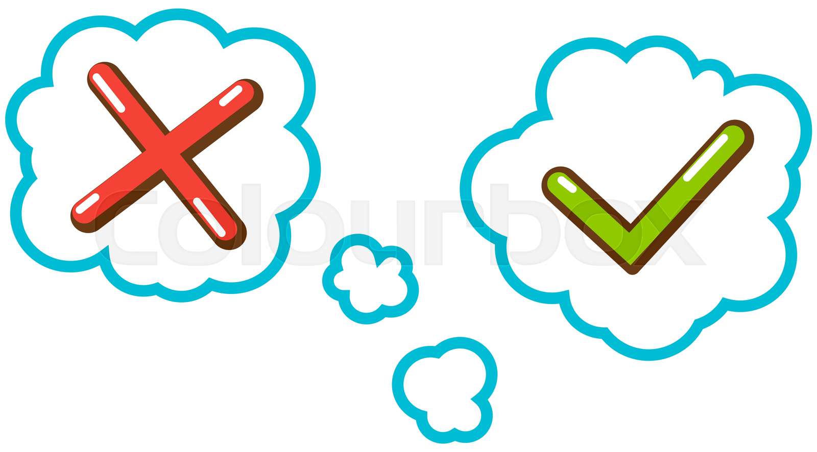 Signs of agreement and disagreement. Red cross and green check mark ...