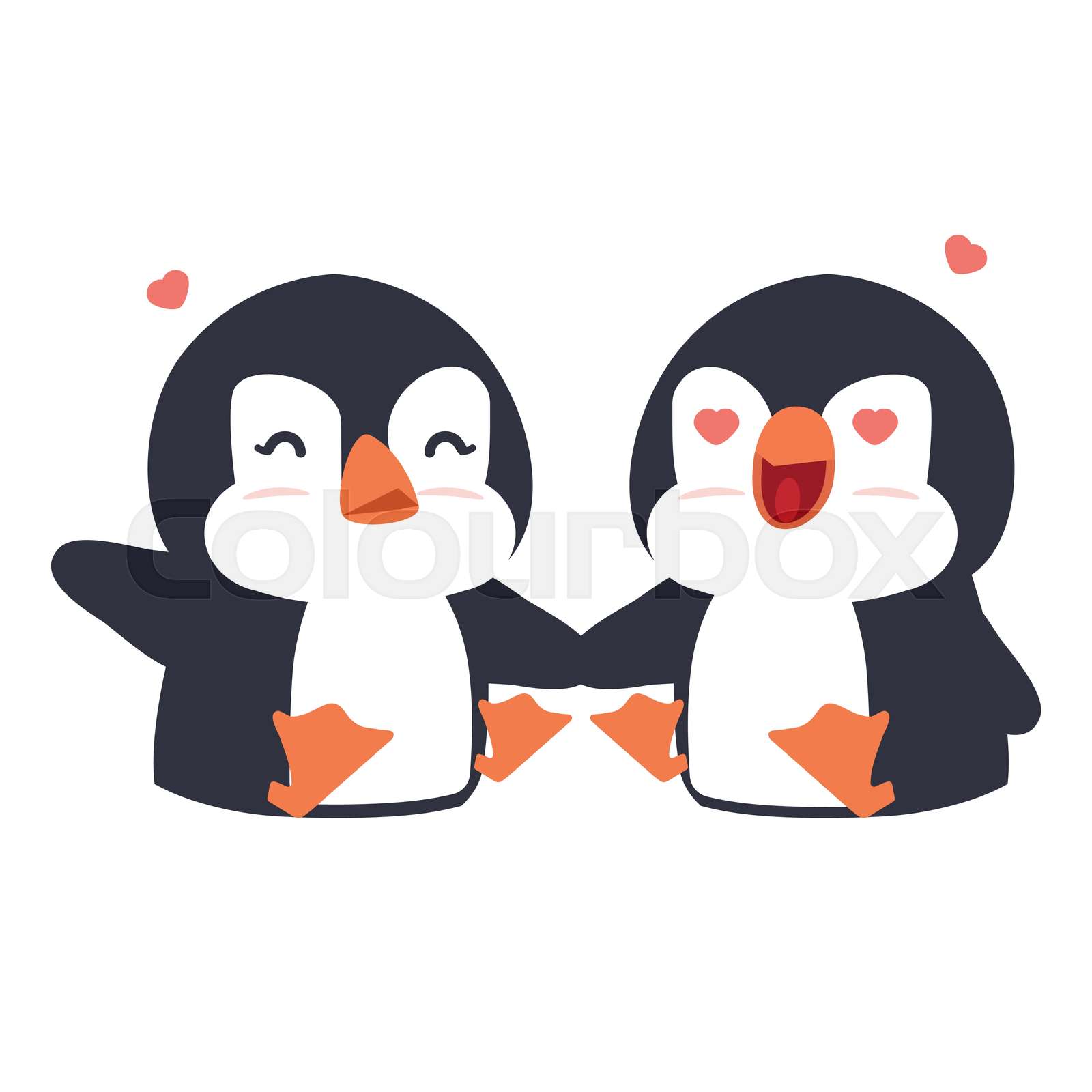 Cute Happy Penguins Couple cartoon | Stock vector | Colourbox