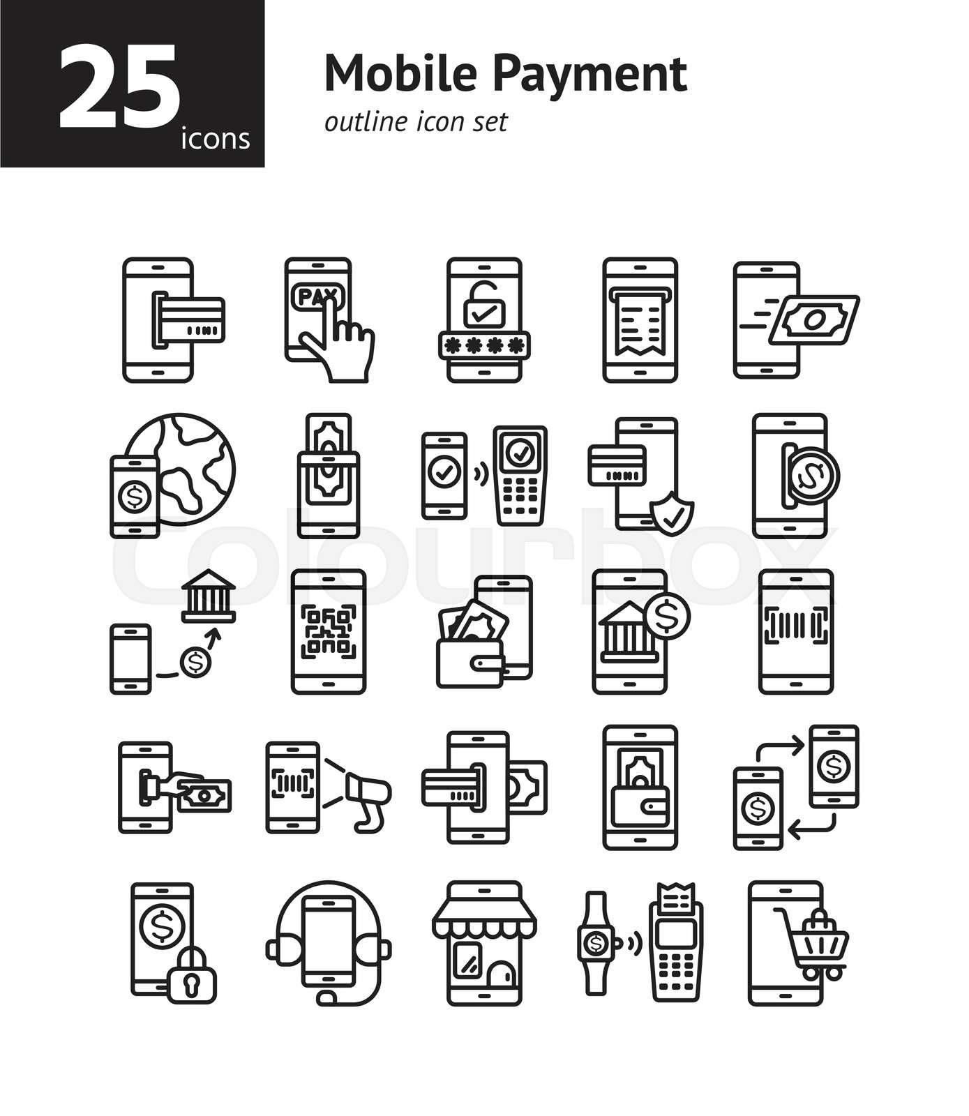 Mobile Payment outline icon set. | Stock vector | Colourbox Mobile Payment outline icon set. | Stock vector | Colourbox