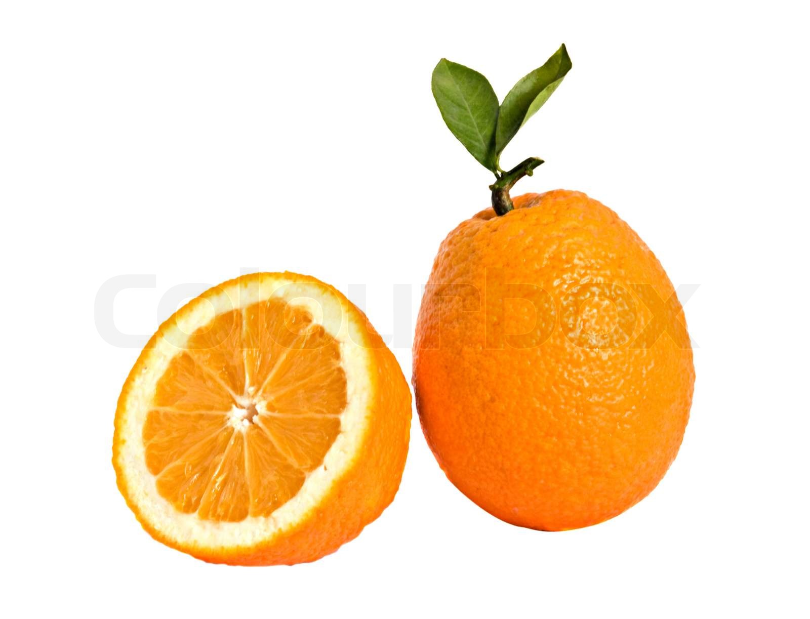 Orange und ihre Abschnitt isoliert auf weißem Hintergrund | Stock Bild ...
