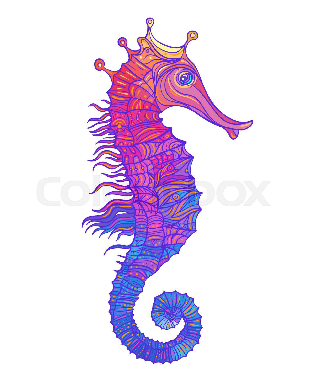 Rainbow seahorse, decorative geometric vector illustration isolated on ...