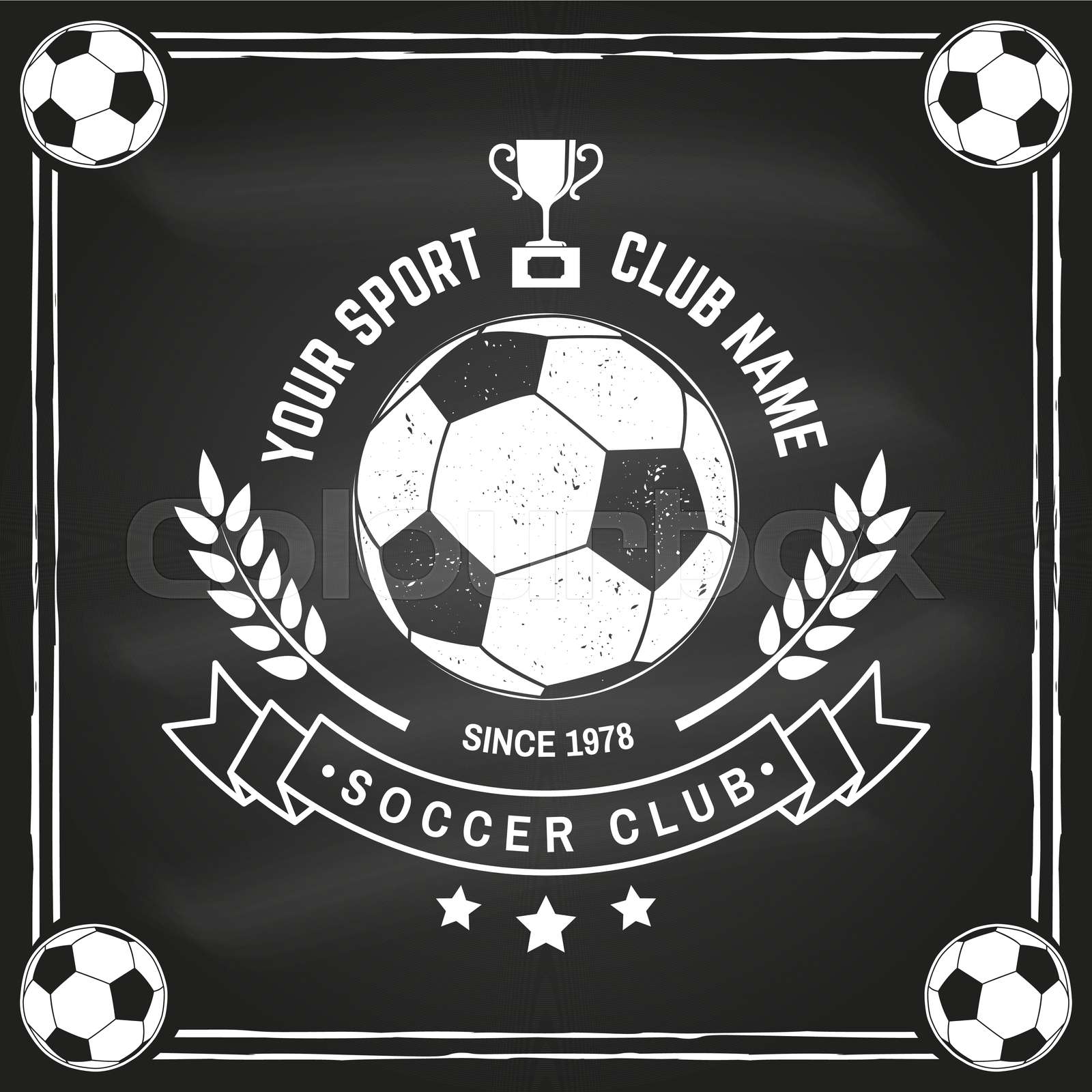 Soccer, football club badge design on chalkboard. Vector illustration ...