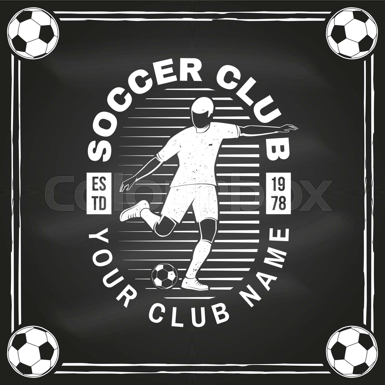 Soccer, football club badge design on chalkboard. Vector illustration ...