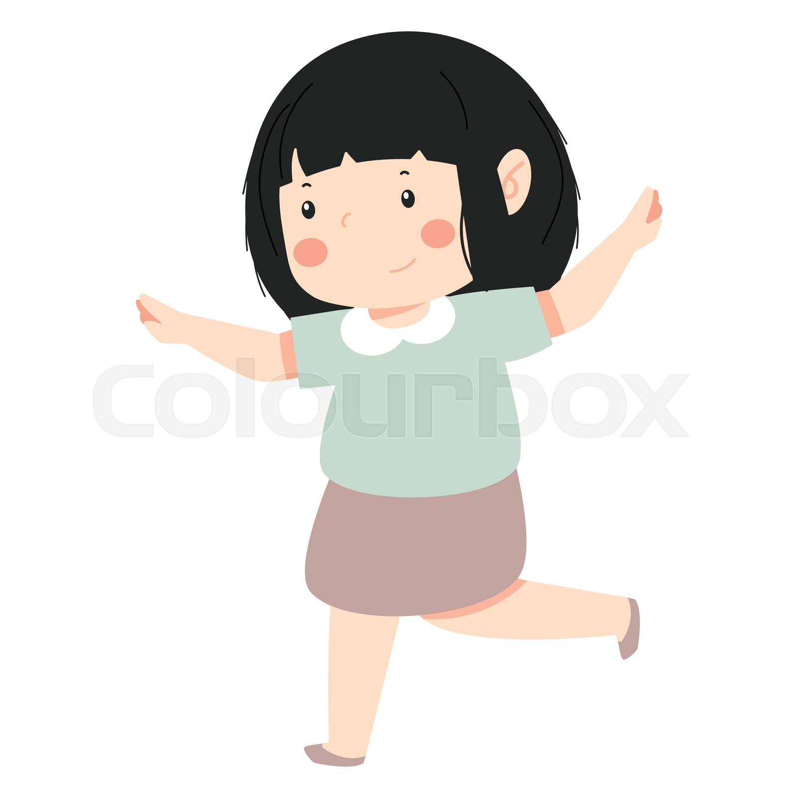 cute little kid girl cartoon | Stock vector | Colourbox