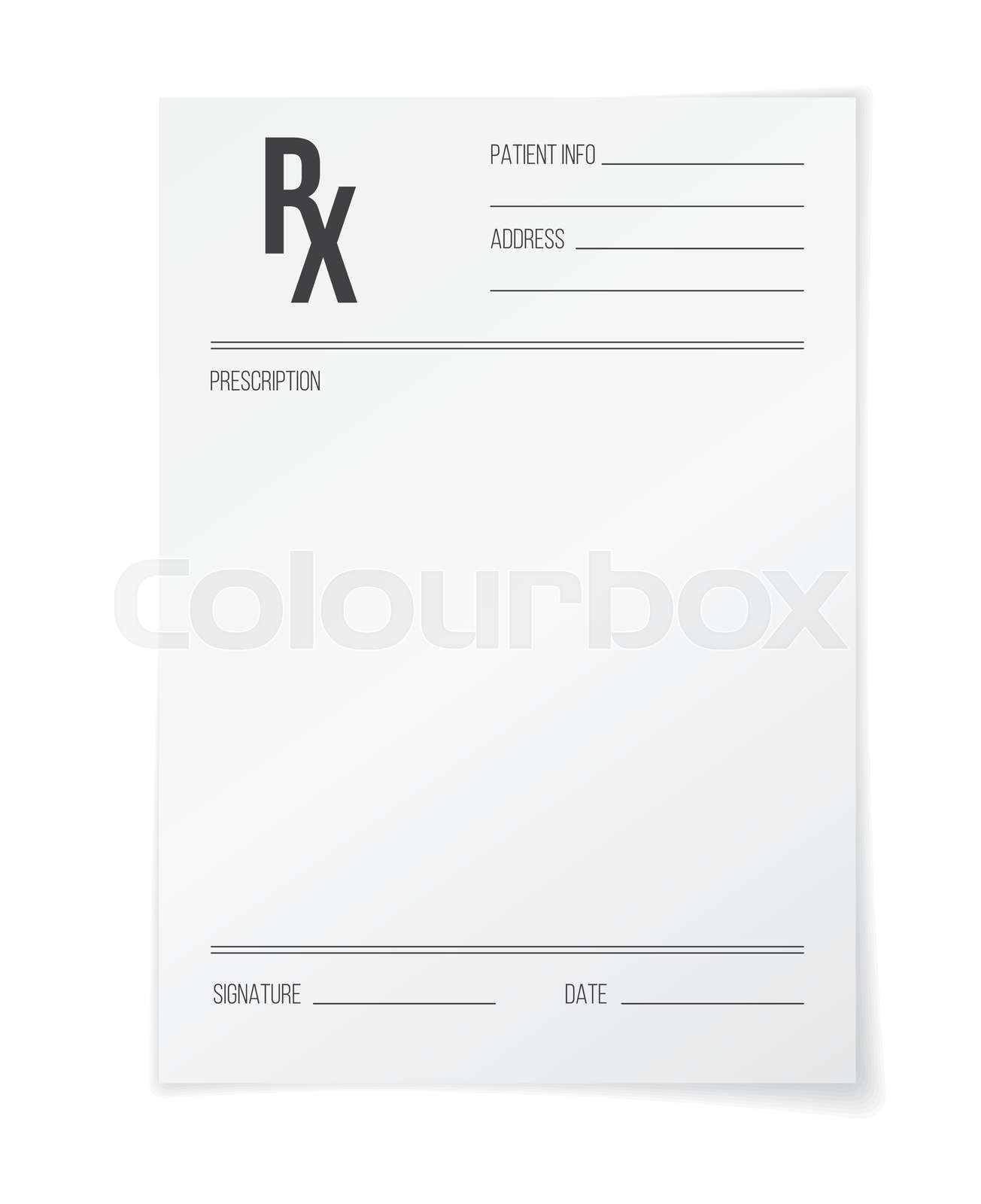 Rx form, medical prescription blank paper mockup | Stock vector | Colourbox