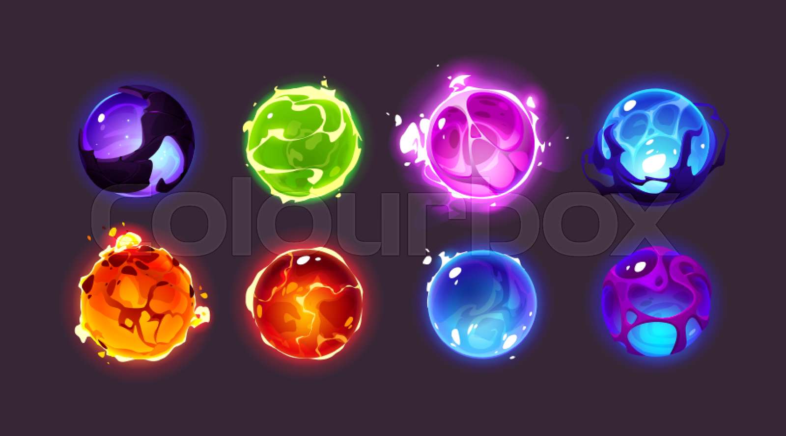 Magic spheres, energy balls with mystic glow | Stock vector | Colourbox