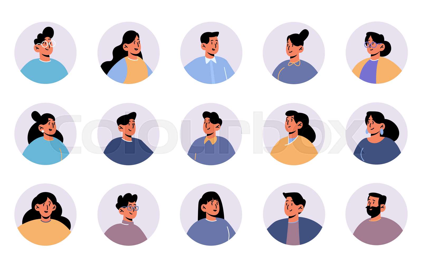 People avatars, round icons with faces portraits | Stock vector | Colourbox
