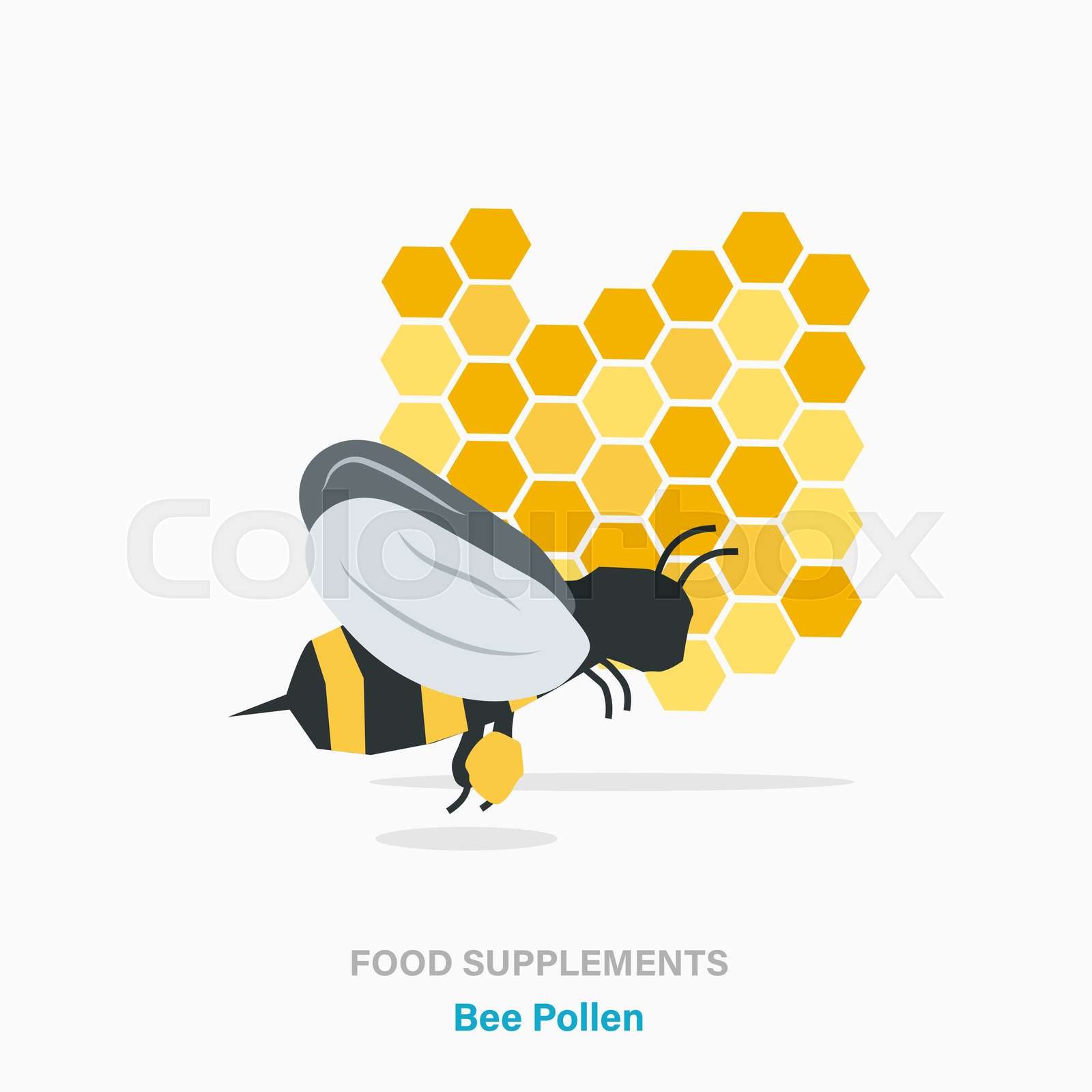 Bee and honeycomb flat vector illustration. Bee pollen and food ...