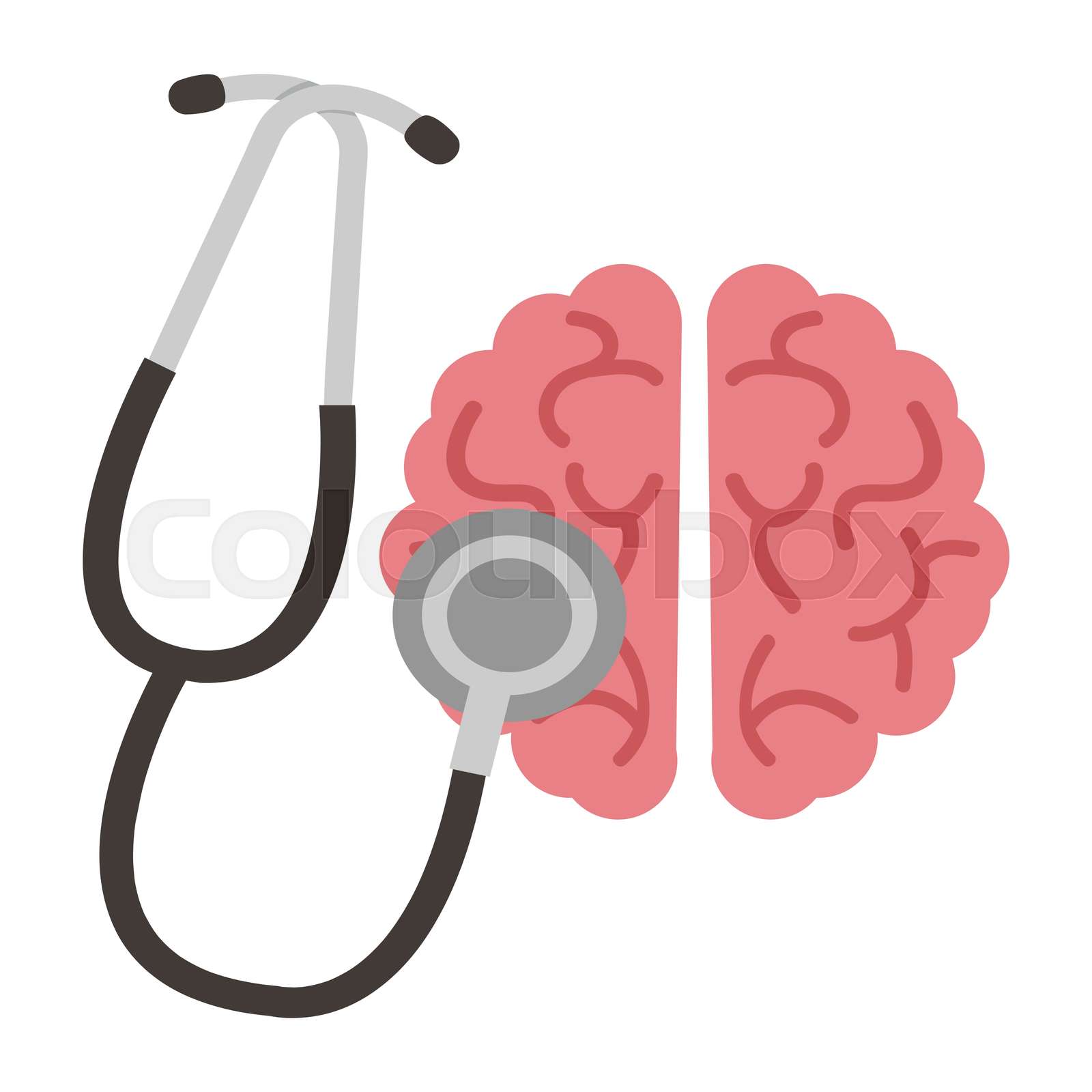 Human brain with stethoscope sign | Stock vector | Colourbox