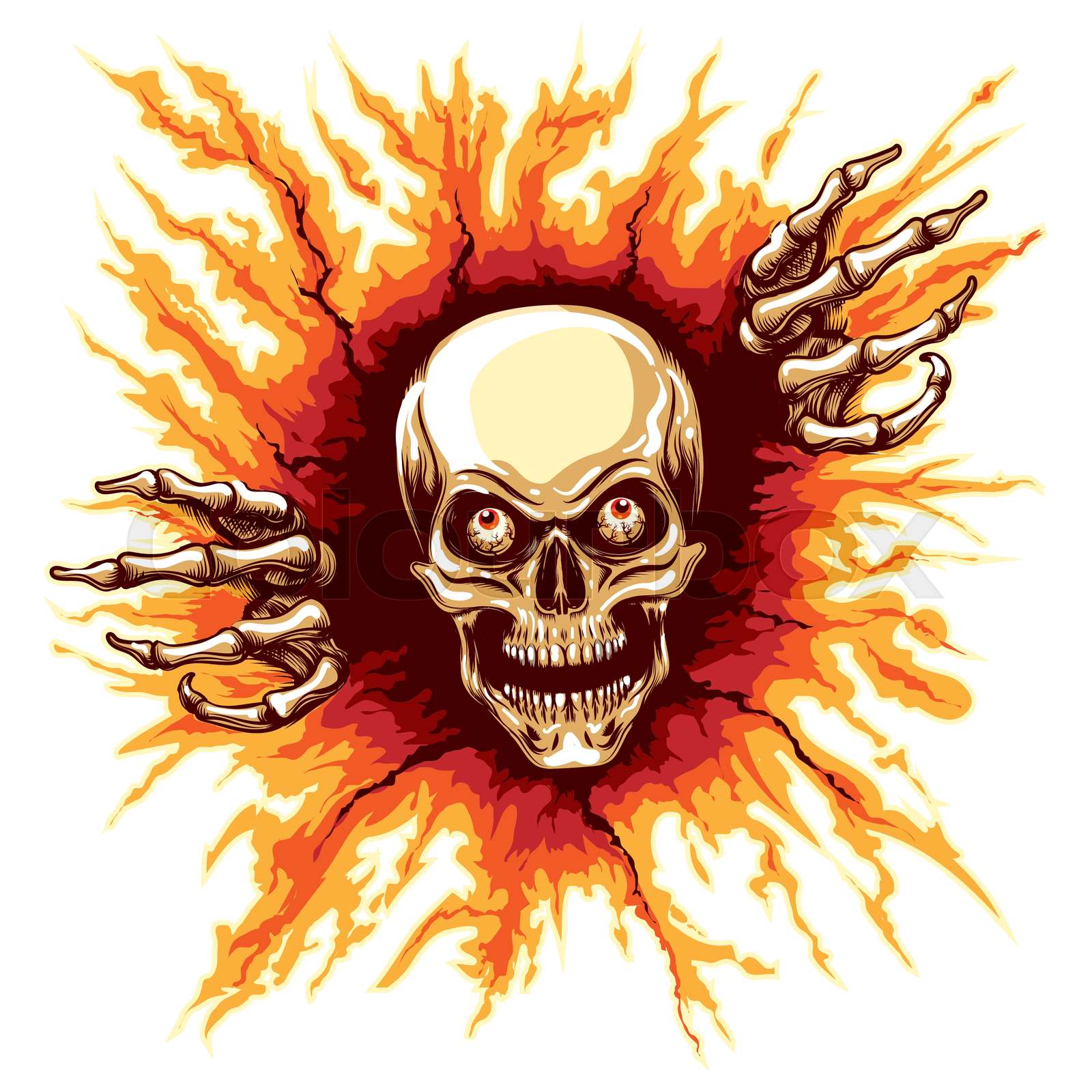 Skull Rising from Hell Vector Illustration | Stock vector | Colourbox