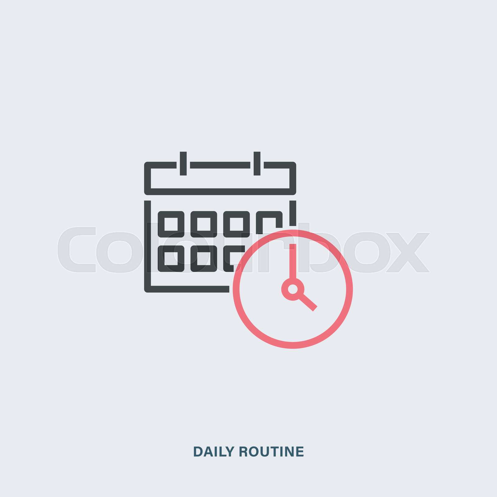 Daily routine linear vector icon. Outline calendar and timer symbols ...