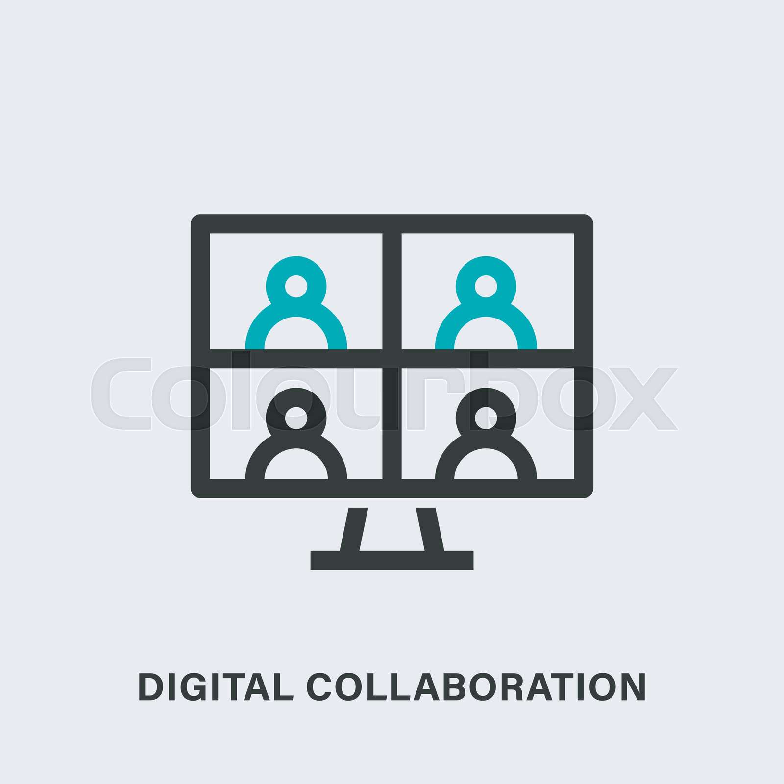 Digital collaboration vector linear icon. Isolated outline monitor ...