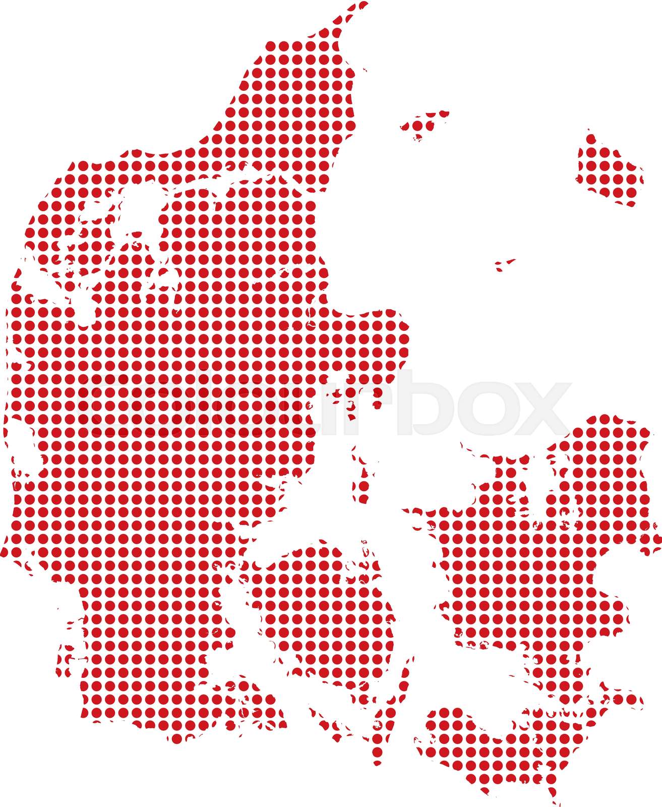 Vector and jpg map of Denmark with digital look | Stock vector | Colourbox