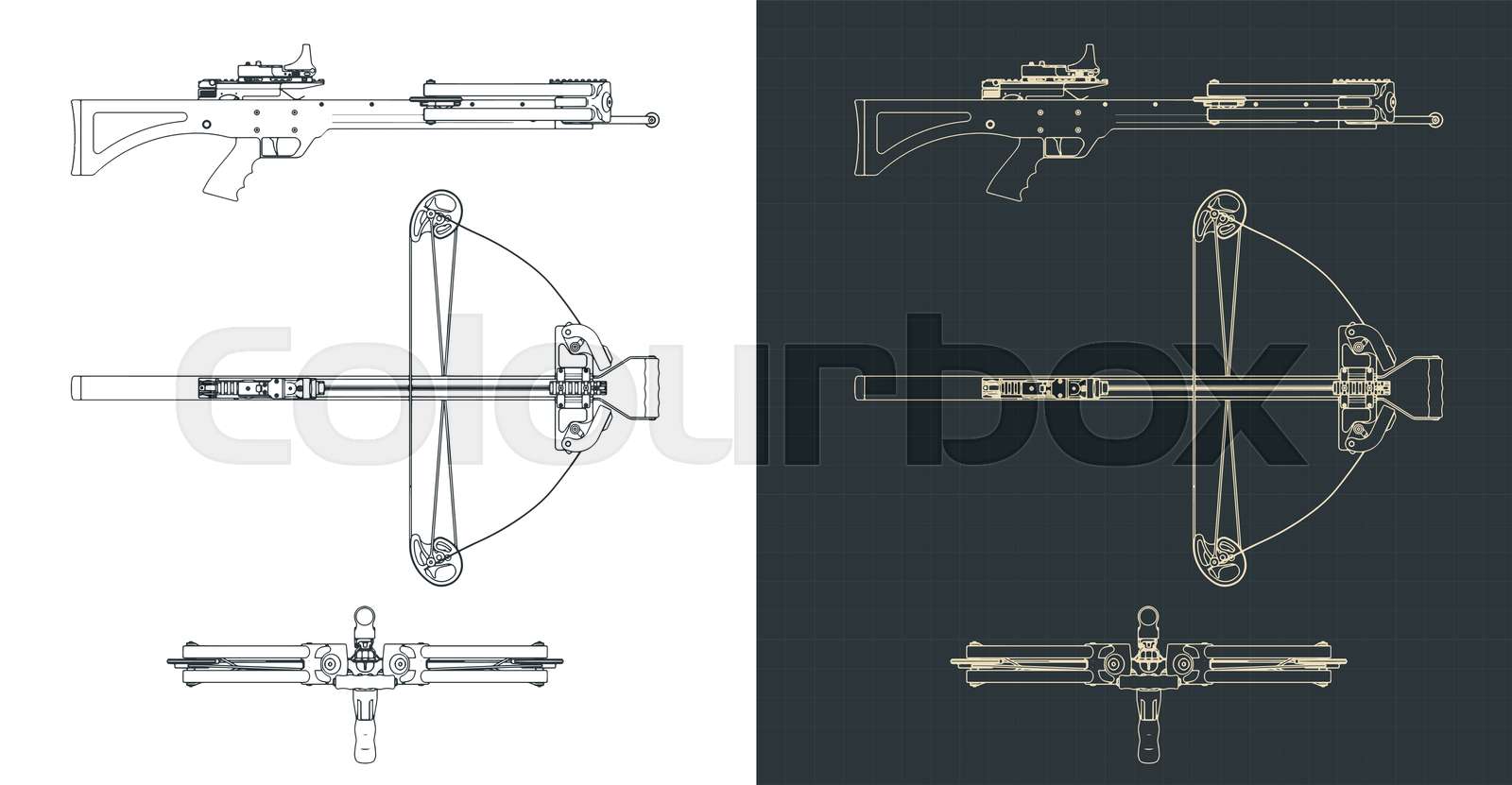 Block crossbow blueprints | Stock vector | Colourbox