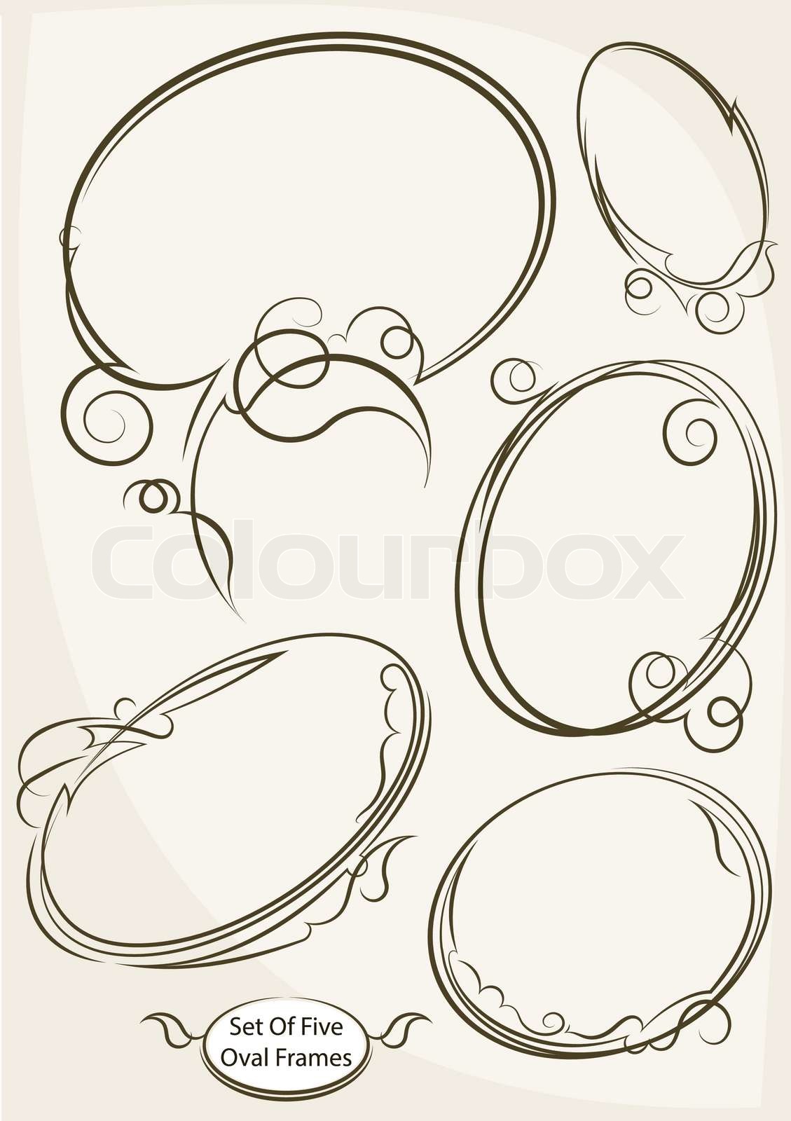 Five decorative oval frame | Stock vector | Colourbox