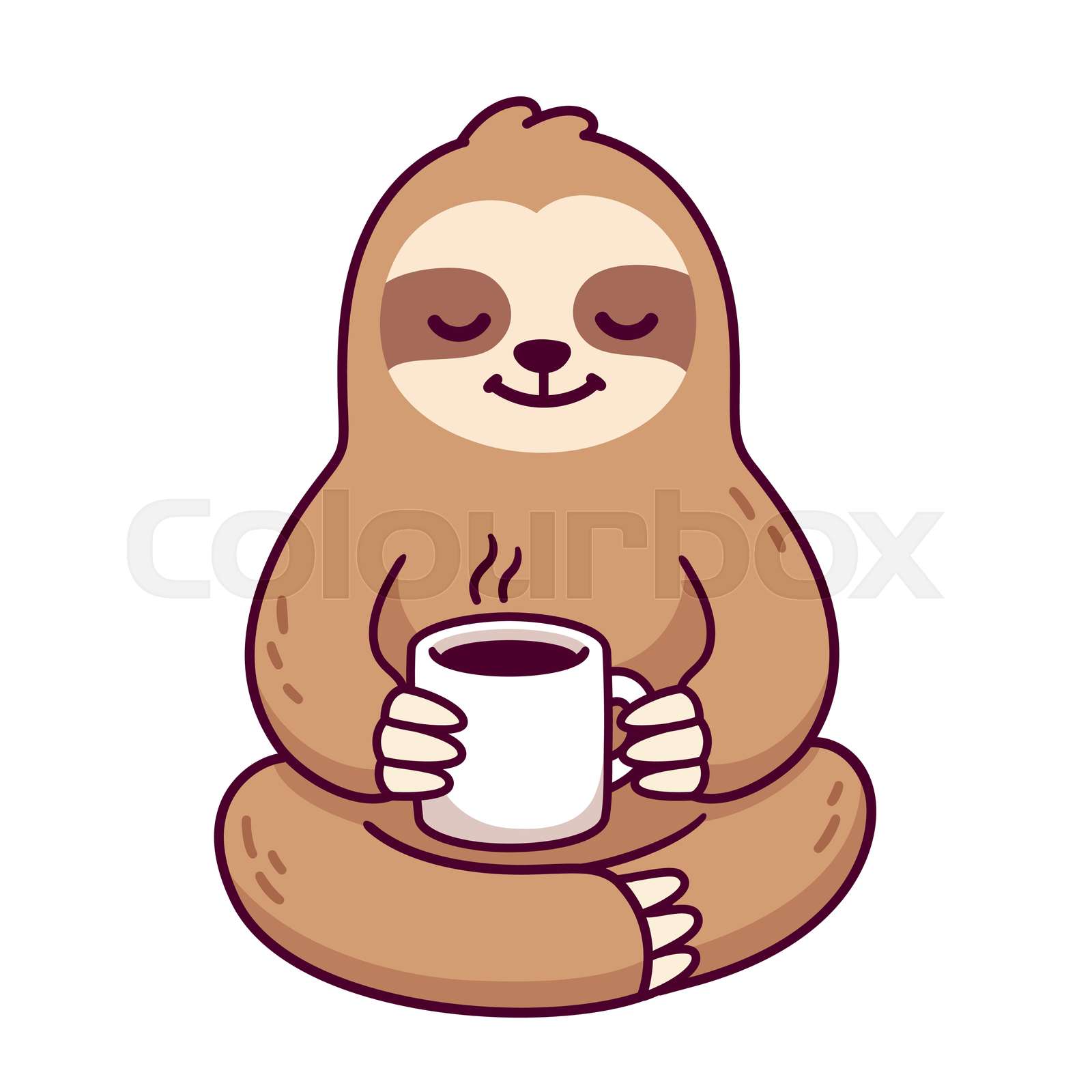 Cute sloth with cup of coffee | Stock vector | Colourbox