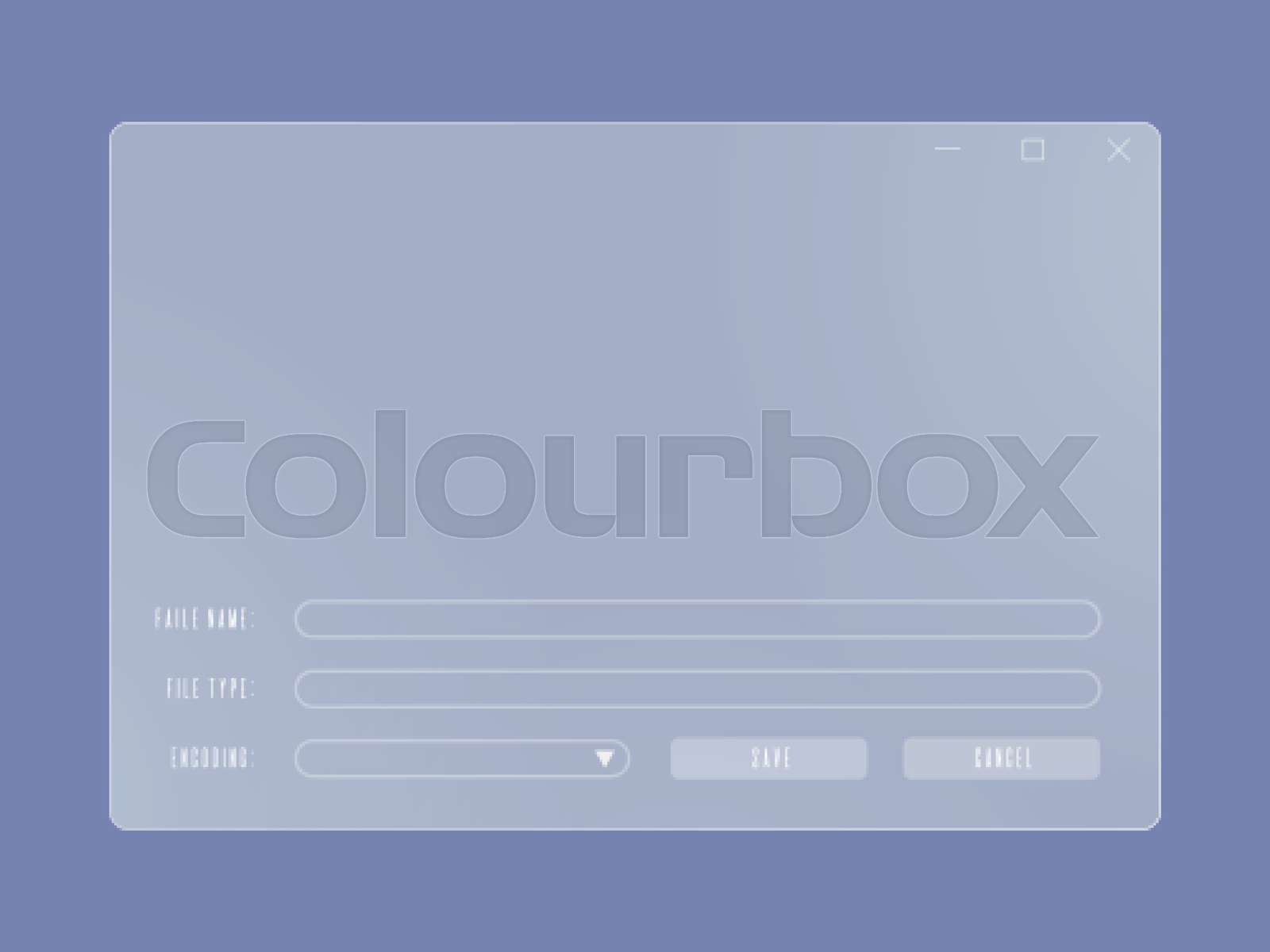 System file explorer window of transparent frosted glass. Files manager ...