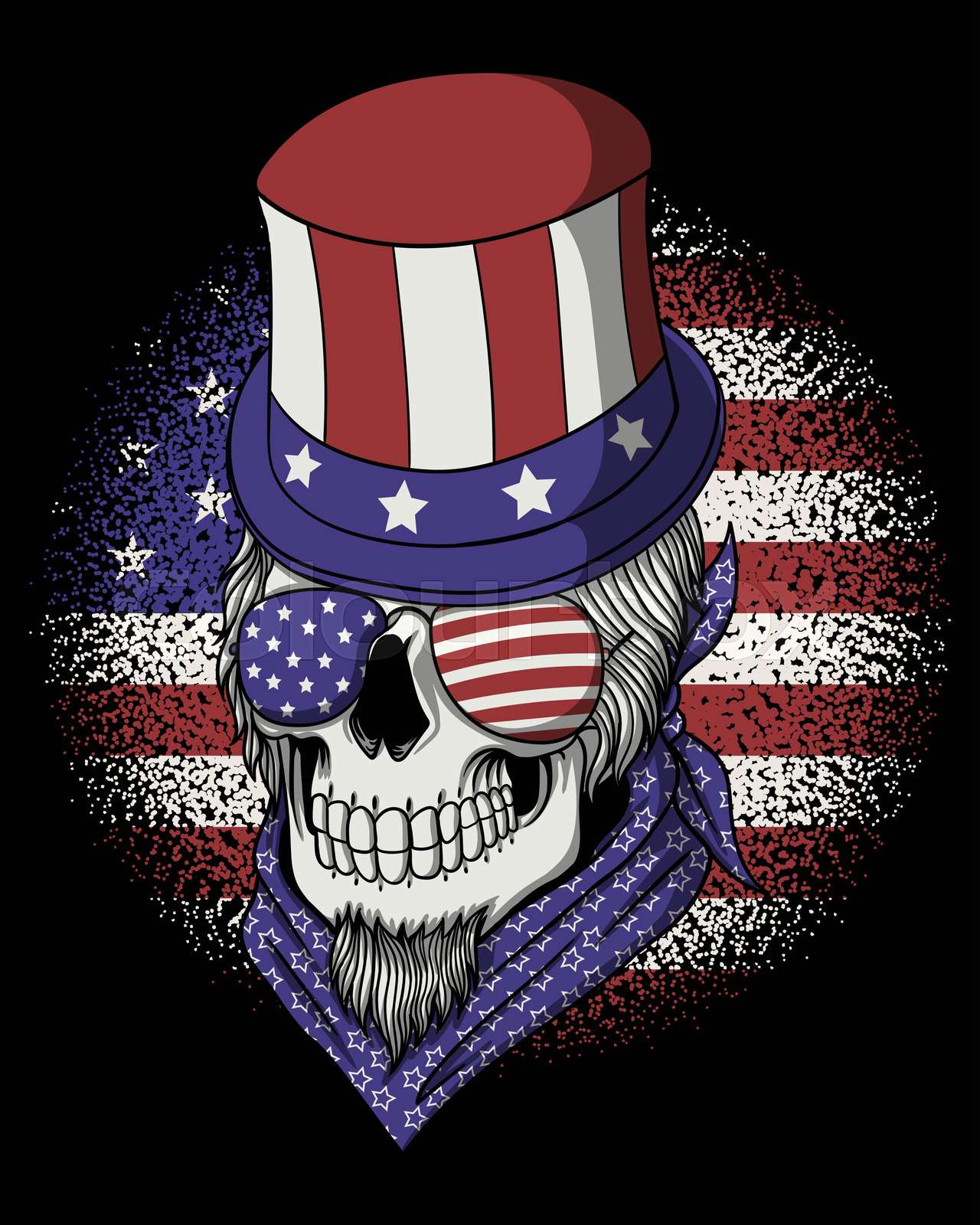 Skull uncle sam america flag vector illustration | Stock vector | Colourbox