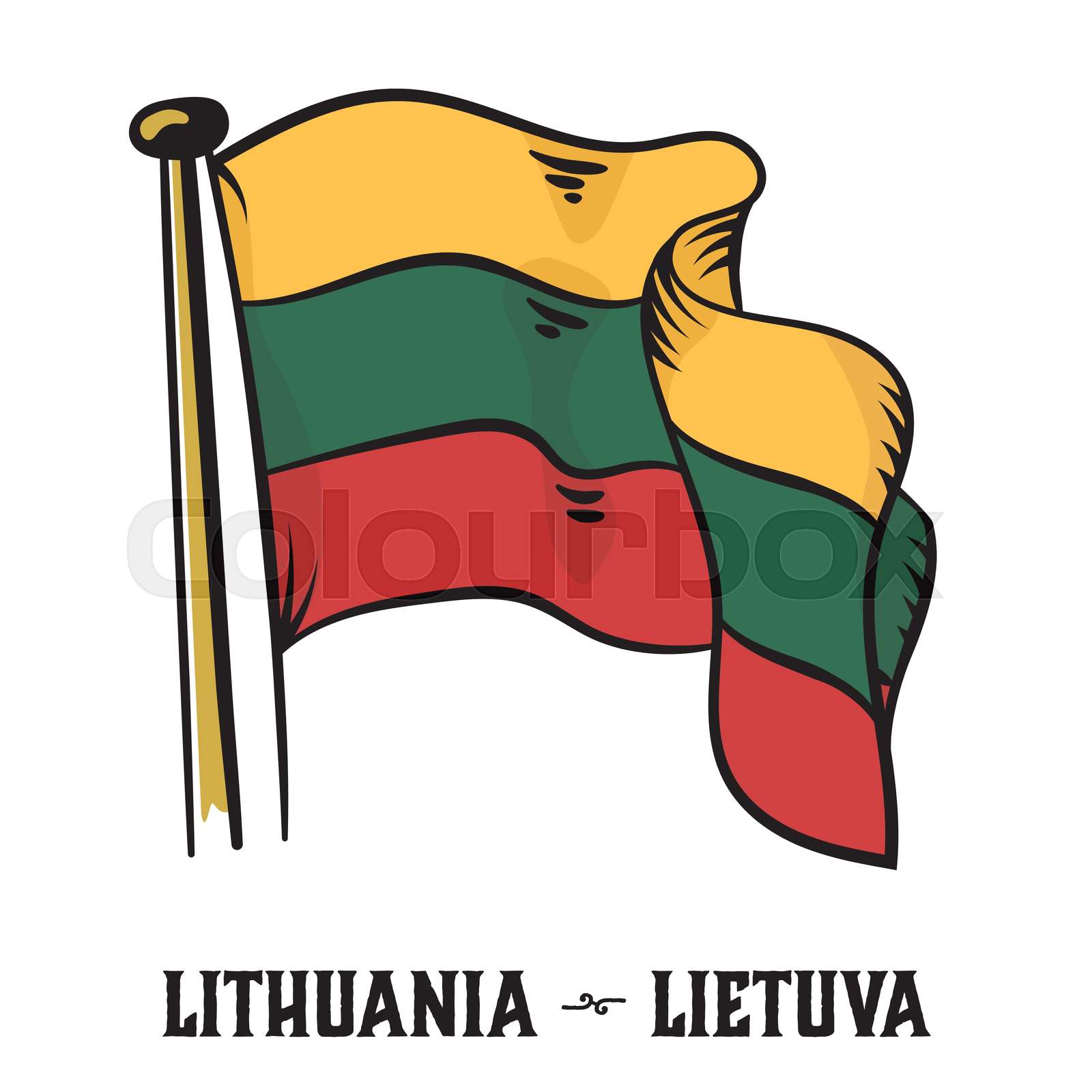 Vintage engraving style Lithuanian flag vector | Stock vector | Colourbox
