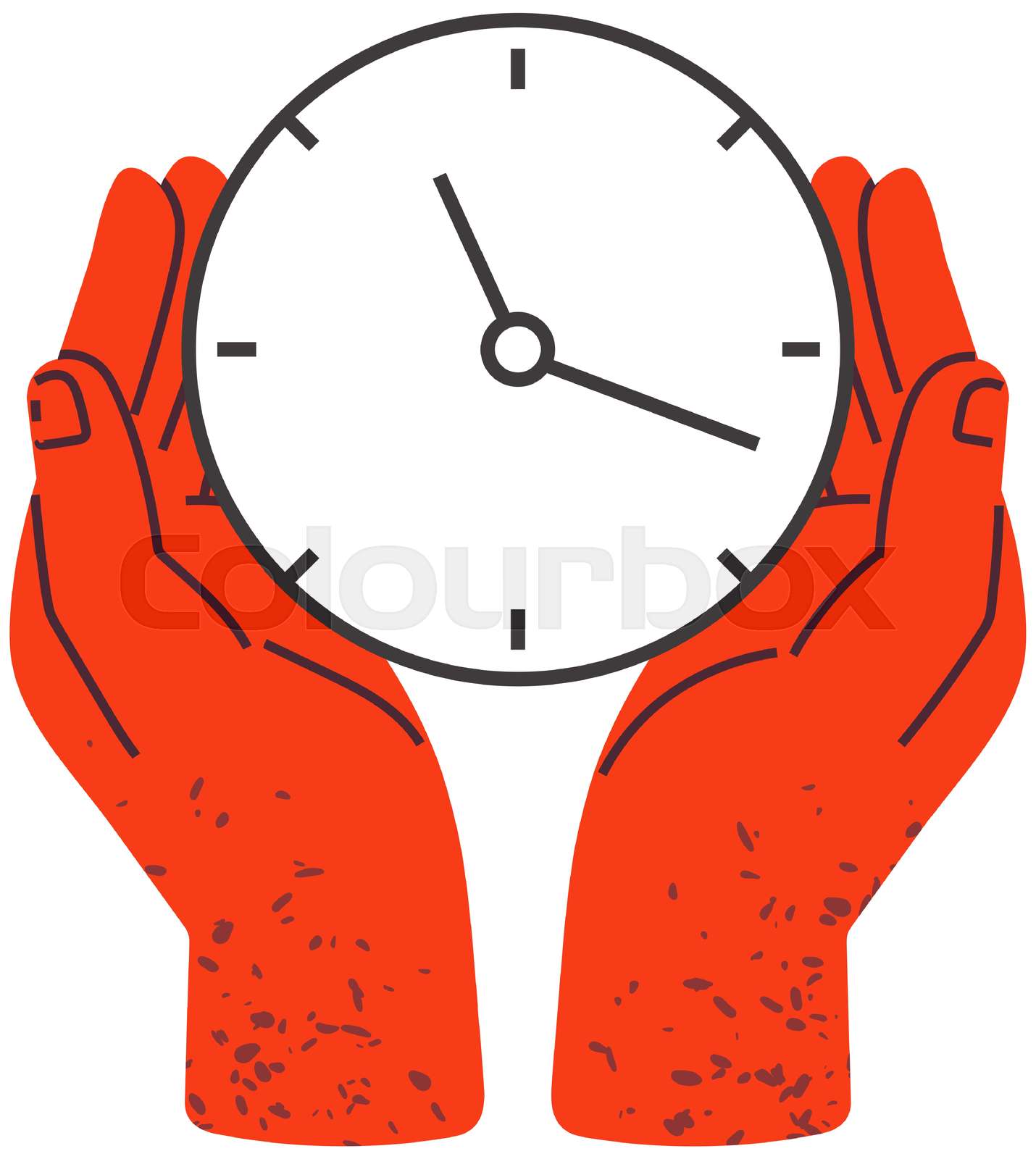 Hand points to clock with arrows, minute and hour symbol. Time ...