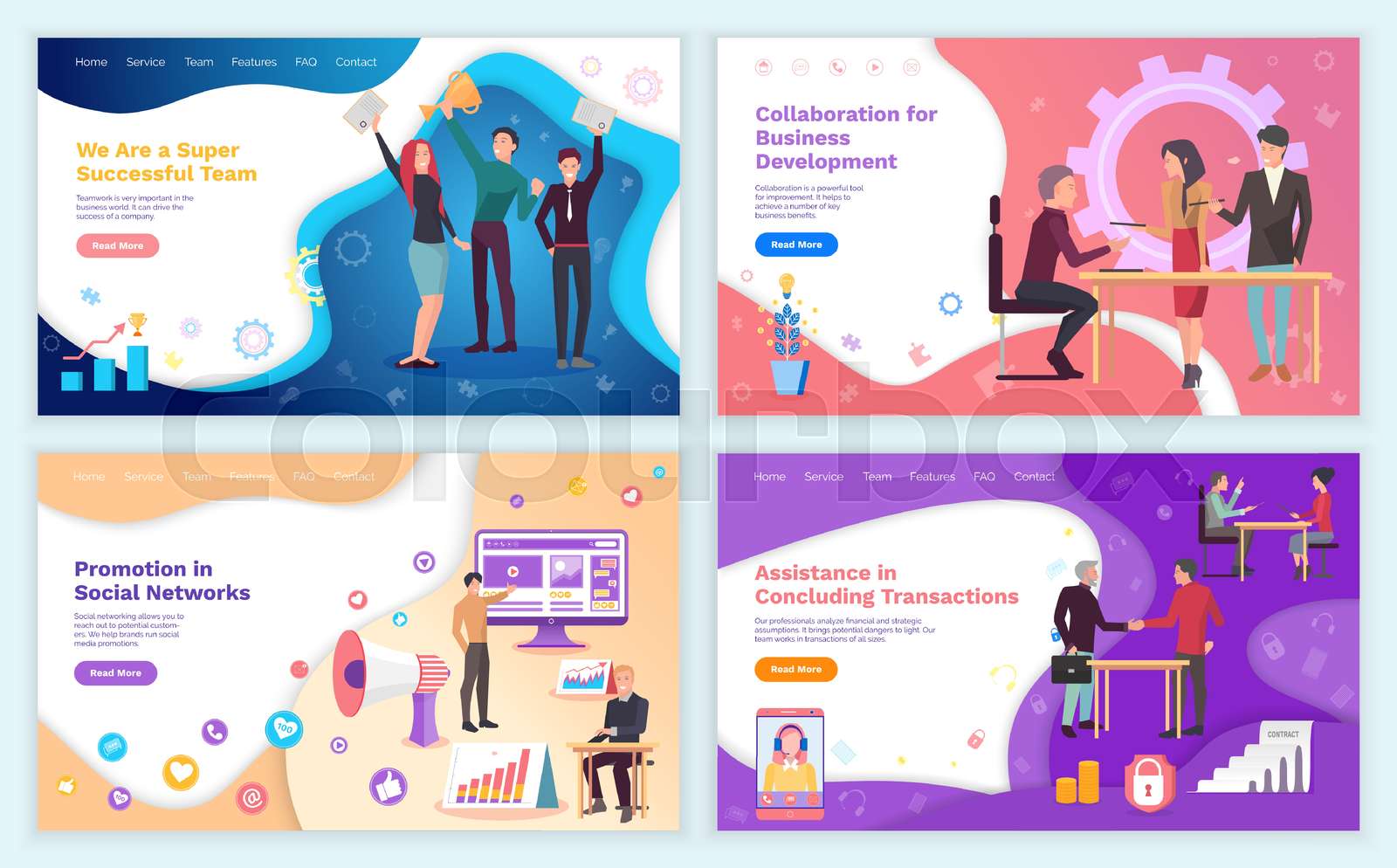 Promotion, marketing, successful team work, business collaboration for ...