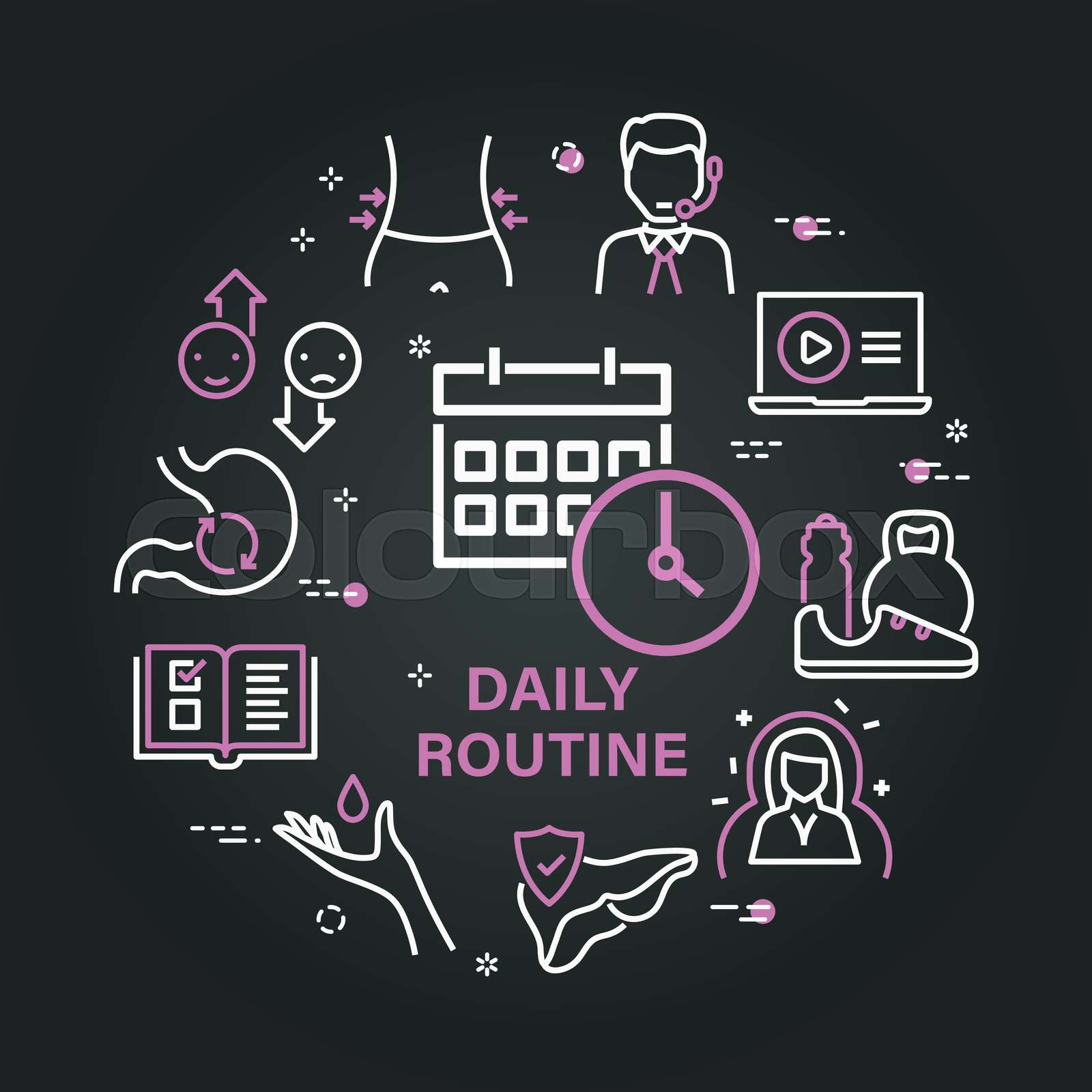 Vector design with daily routine icons and calendar | Stock vector ...