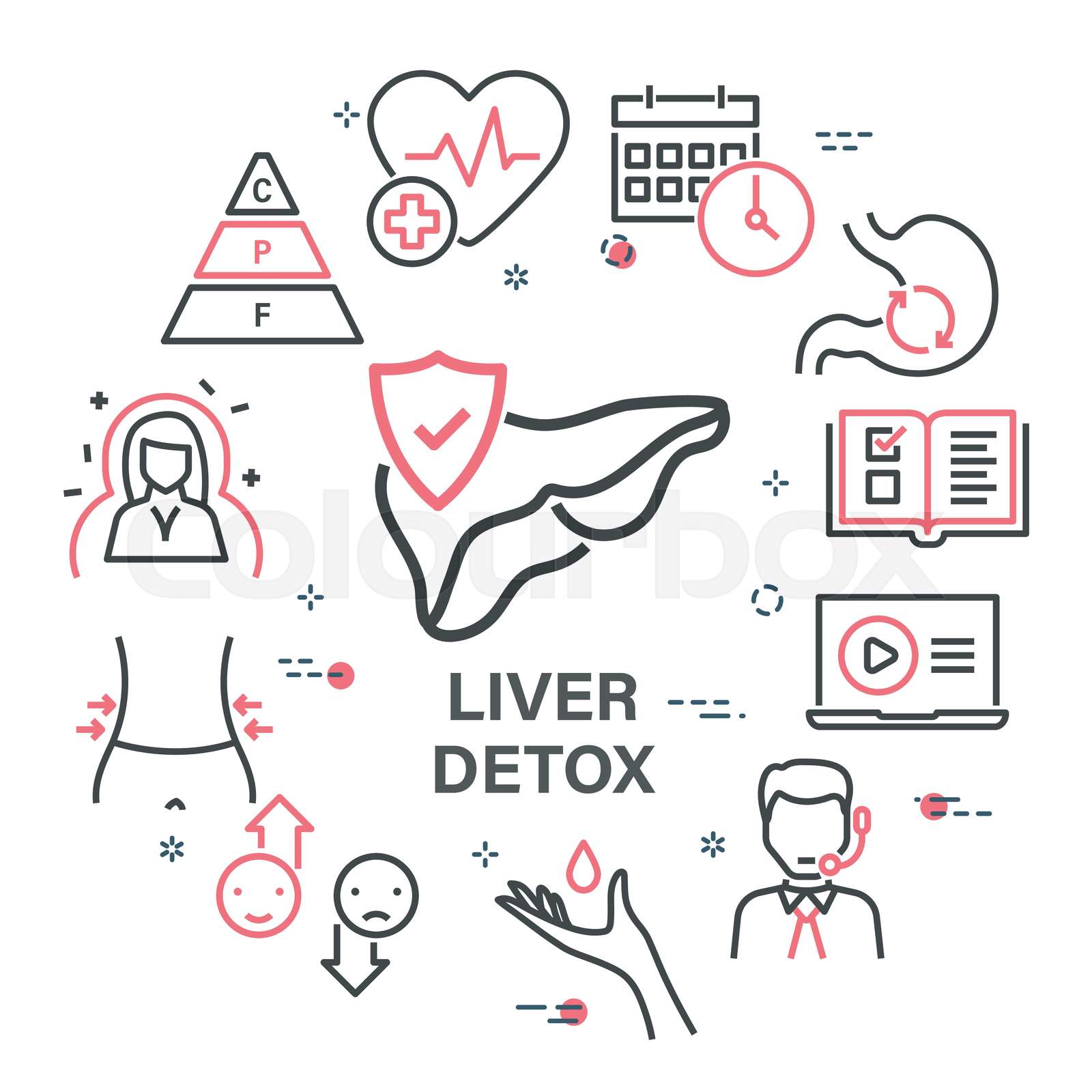 Vector banner with Liver Detox and health care icons | Stock vector ...
