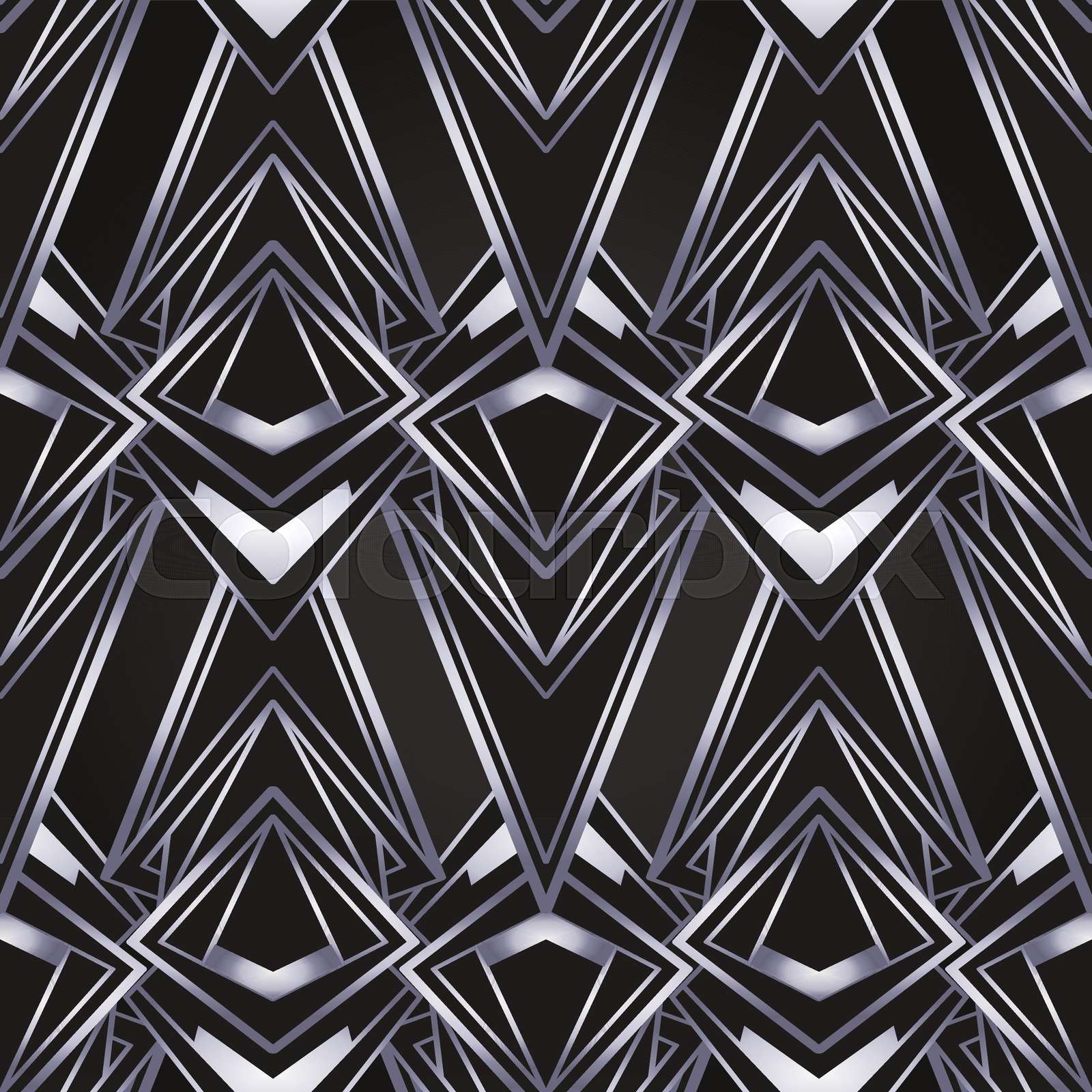 Art deco style geometric seamless pattern in black and silver. Vector ...