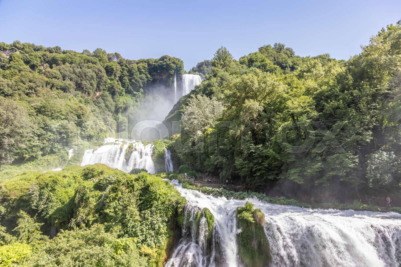 Marmore waterfall in Umbria region, Italy. Amazing cascade splashing ...