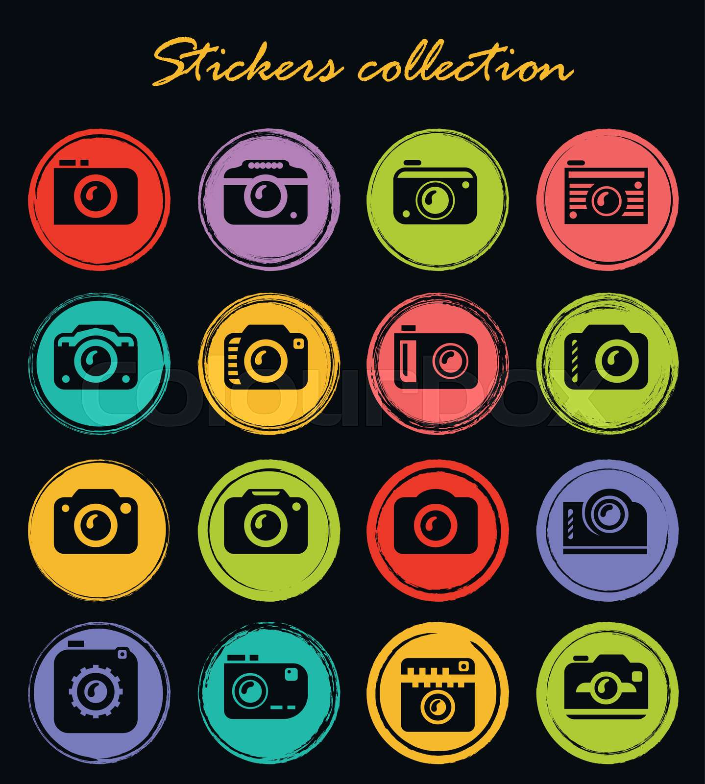 photo camera icon set | Stock vector | Colourbox