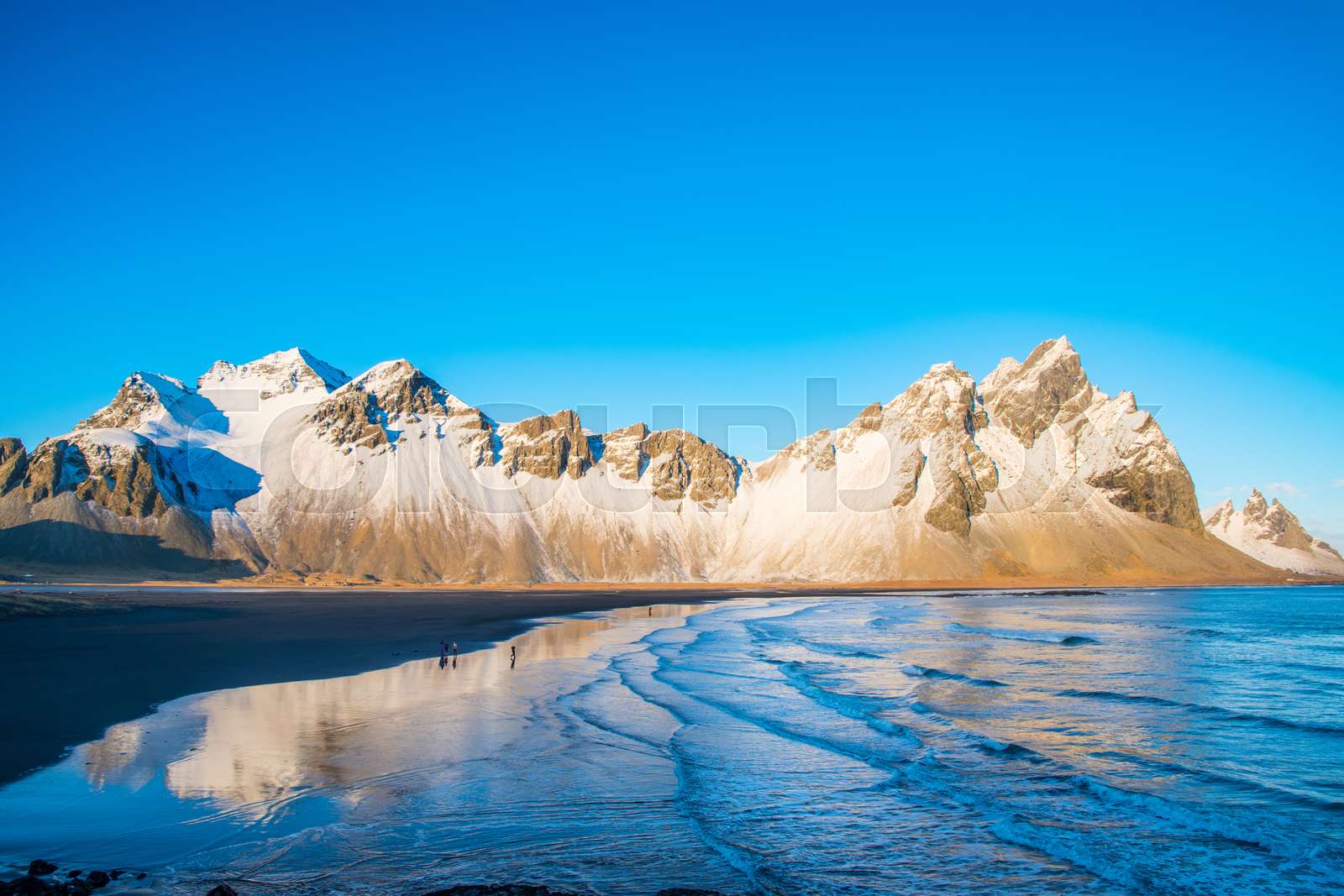 Sunny autumn day at mountain Vestrahorn in Iceland | Stock image ...