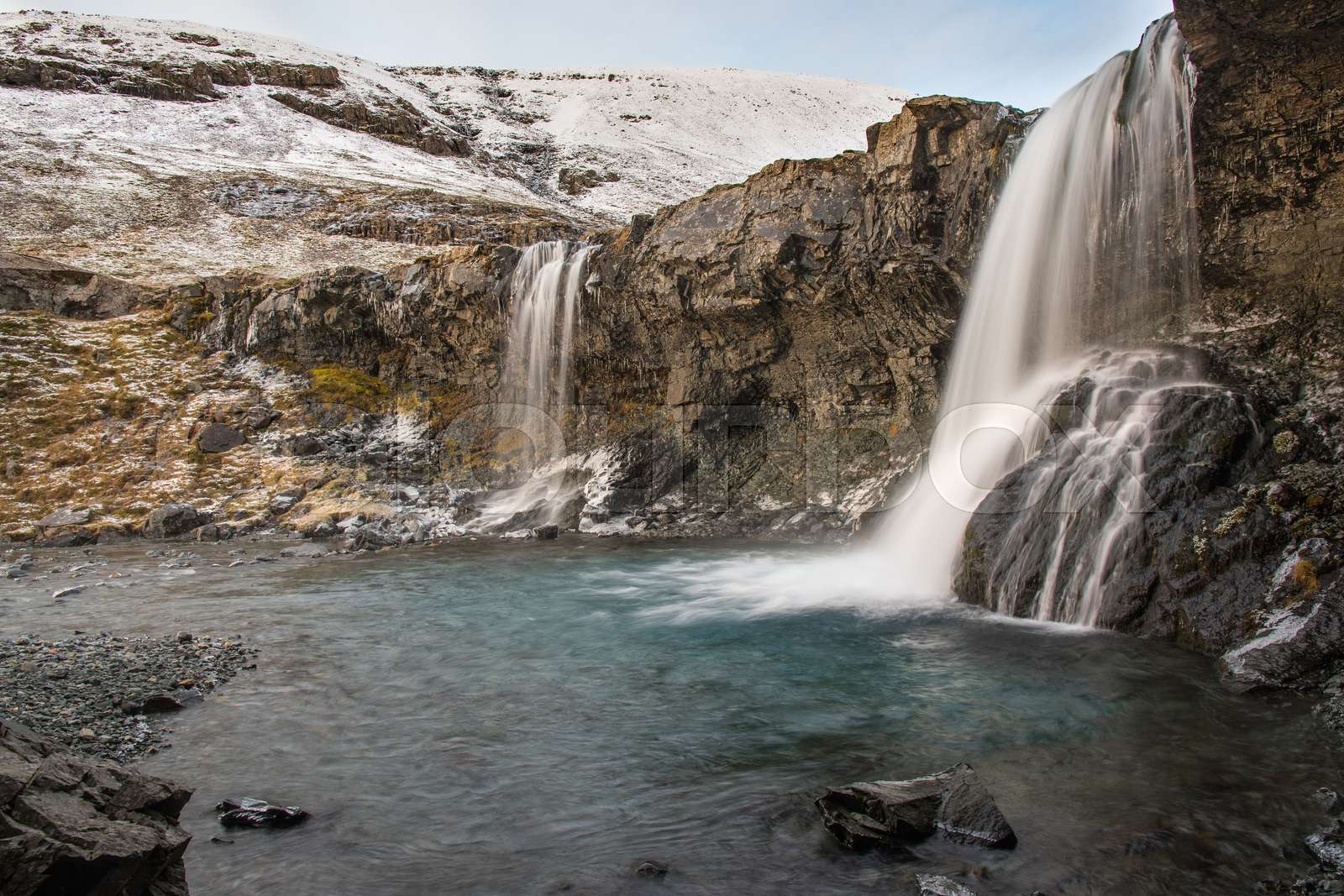 Waterfall Skutafoss in Thorgeirsstadadalur valley in east Iceland ...