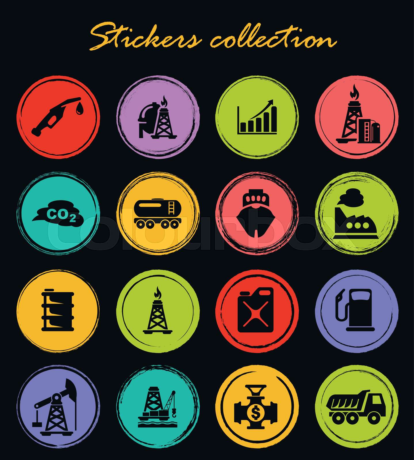Extraction of oil icons set | Stock vector | Colourbox