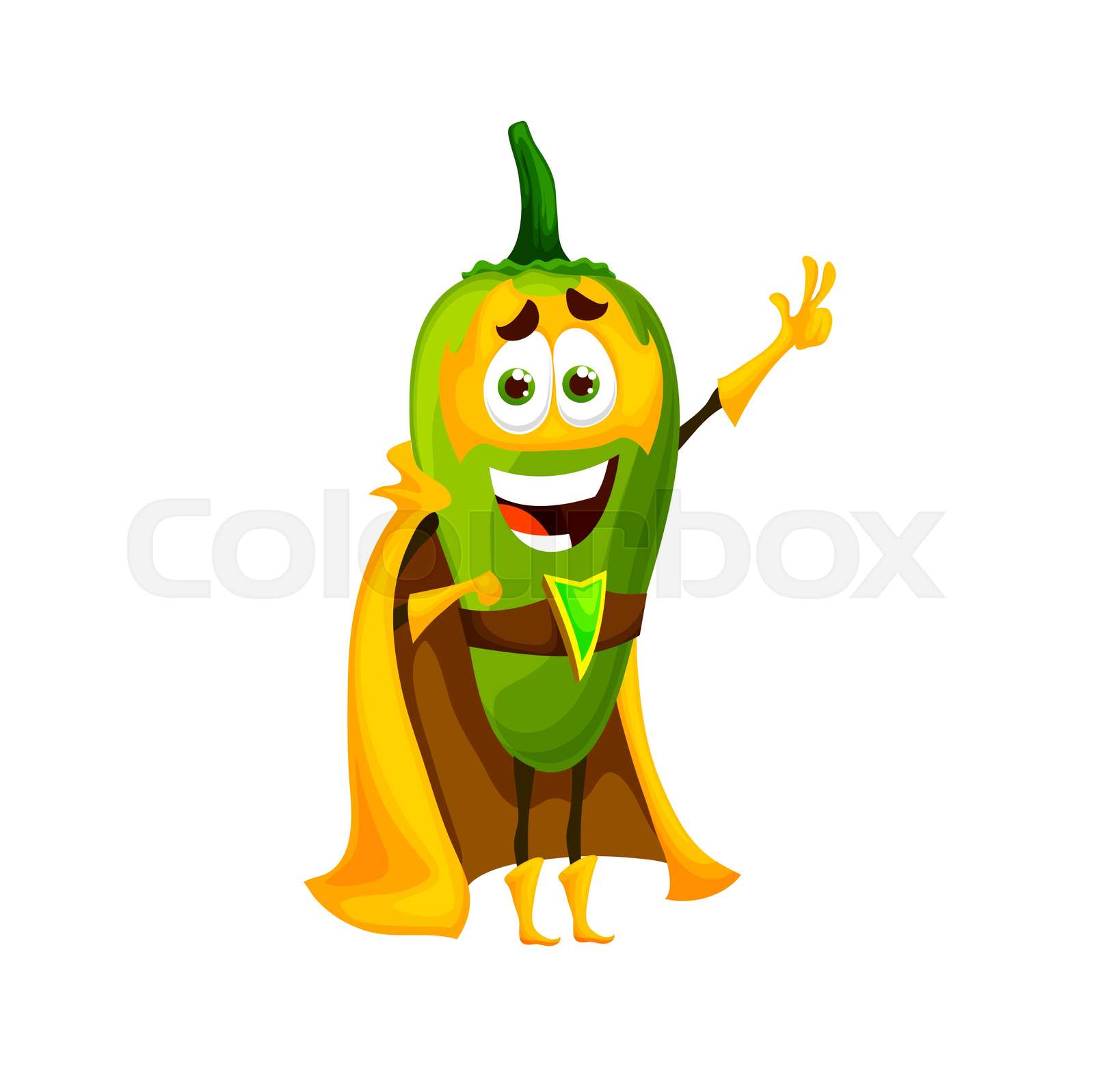 Cartoon mexican green jalapeno pepper superhero | Stock vector | Colourbox