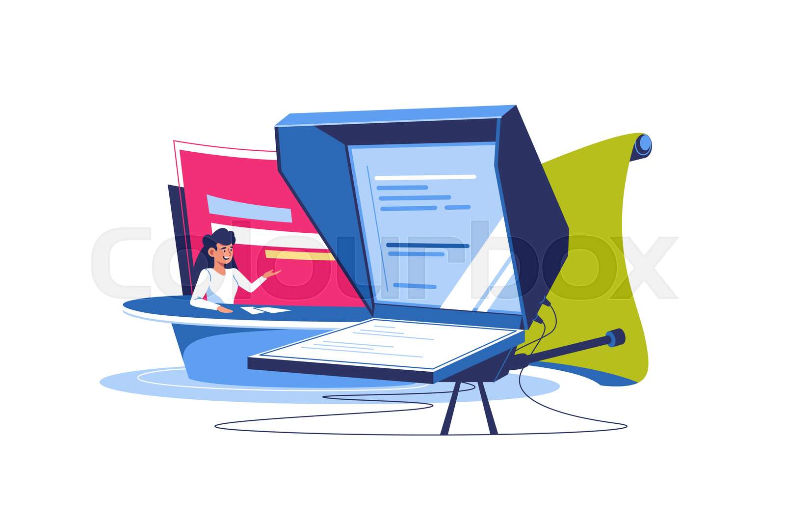 Teleprompter broadcasting activities device | Stock vector | Colourbox