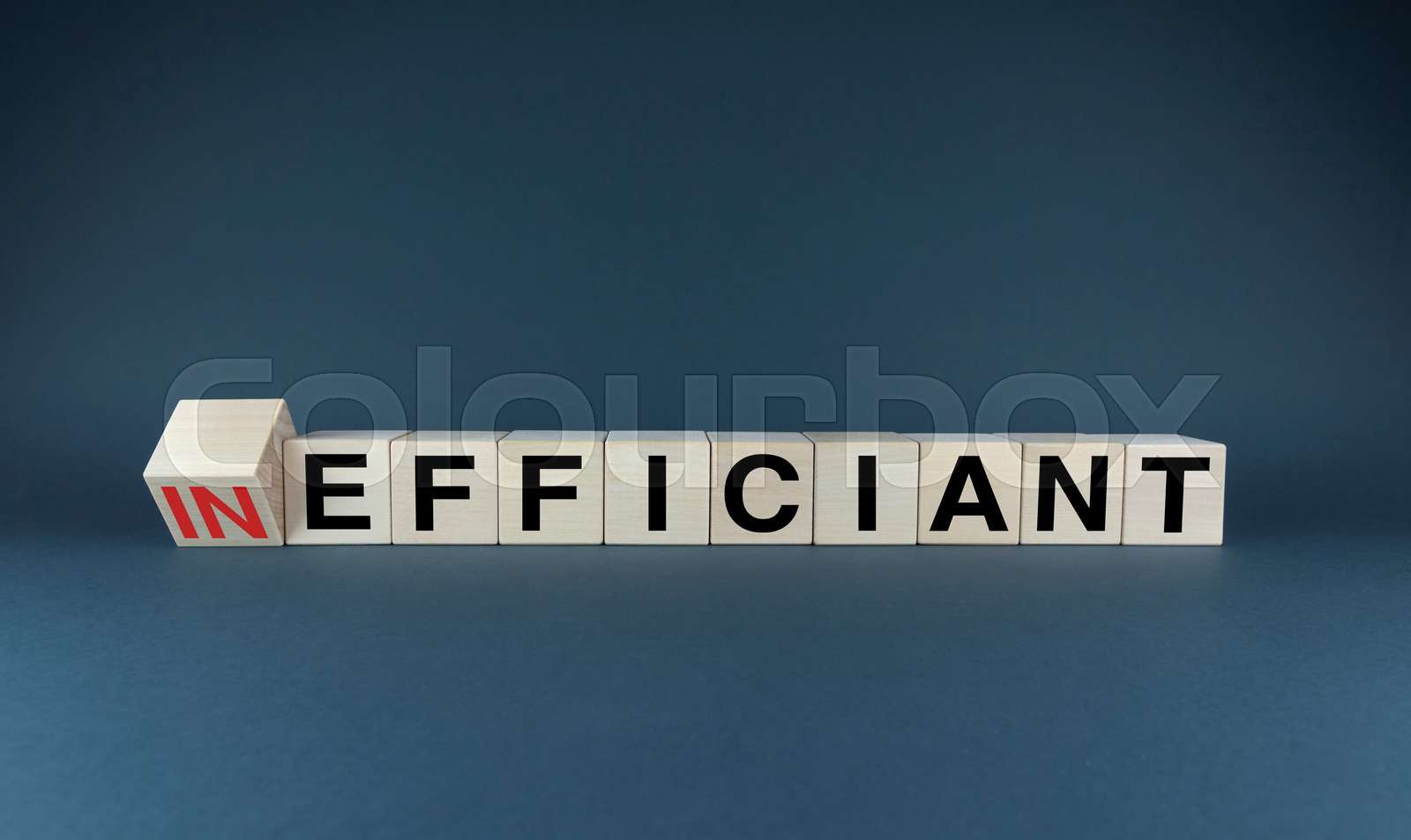Cubes form words Inefficiant or efficiant. Concept of efficiency and ...
