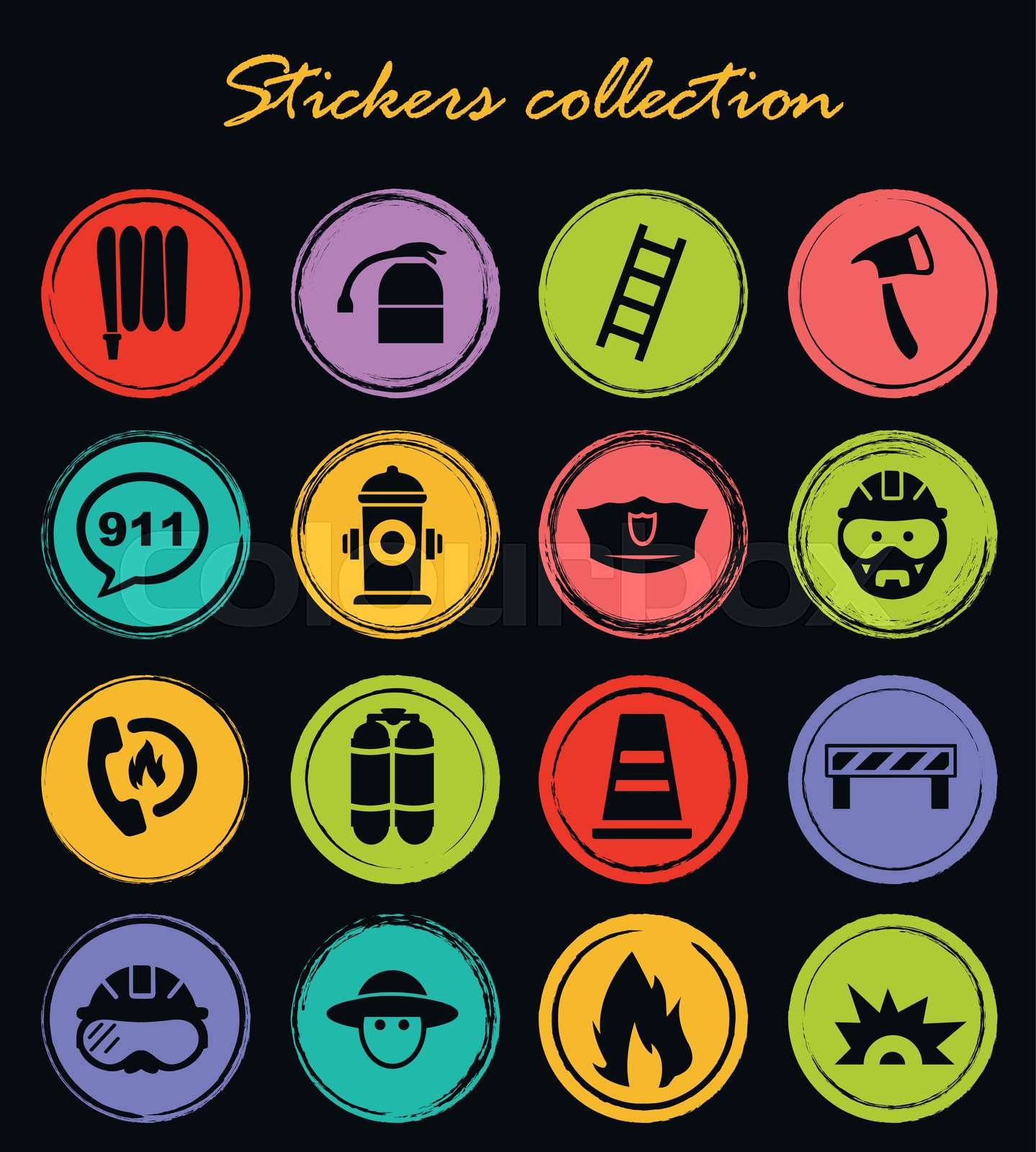 Fire brigade icons set | Stock vector | Colourbox